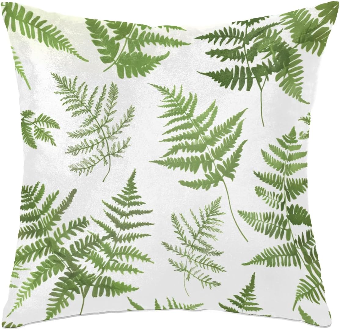 Amazon.com: Gumuslen Green Fern Pillow Covers 16x16 Inch Decorative ...
