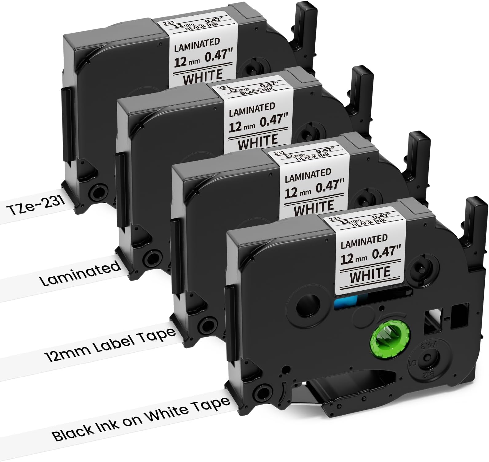 Amazon.com: TZe TZ Tape 12mm 0.47 Laminated White Replacement for ...