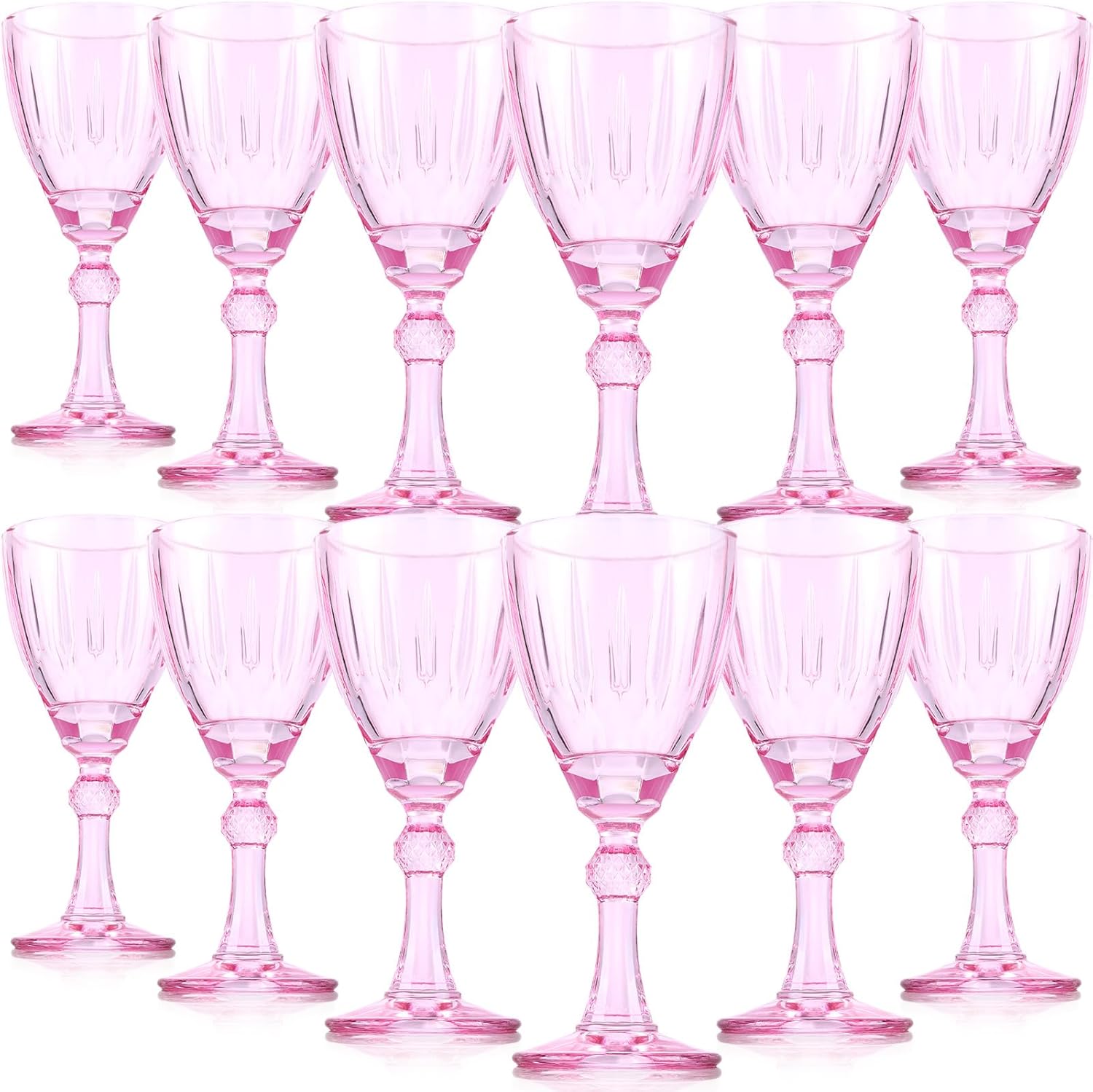 Amazon.com | Roshtia 12 Pcs Pink Wine Glasses Bulk 8.5 oz Wine Goblets ...