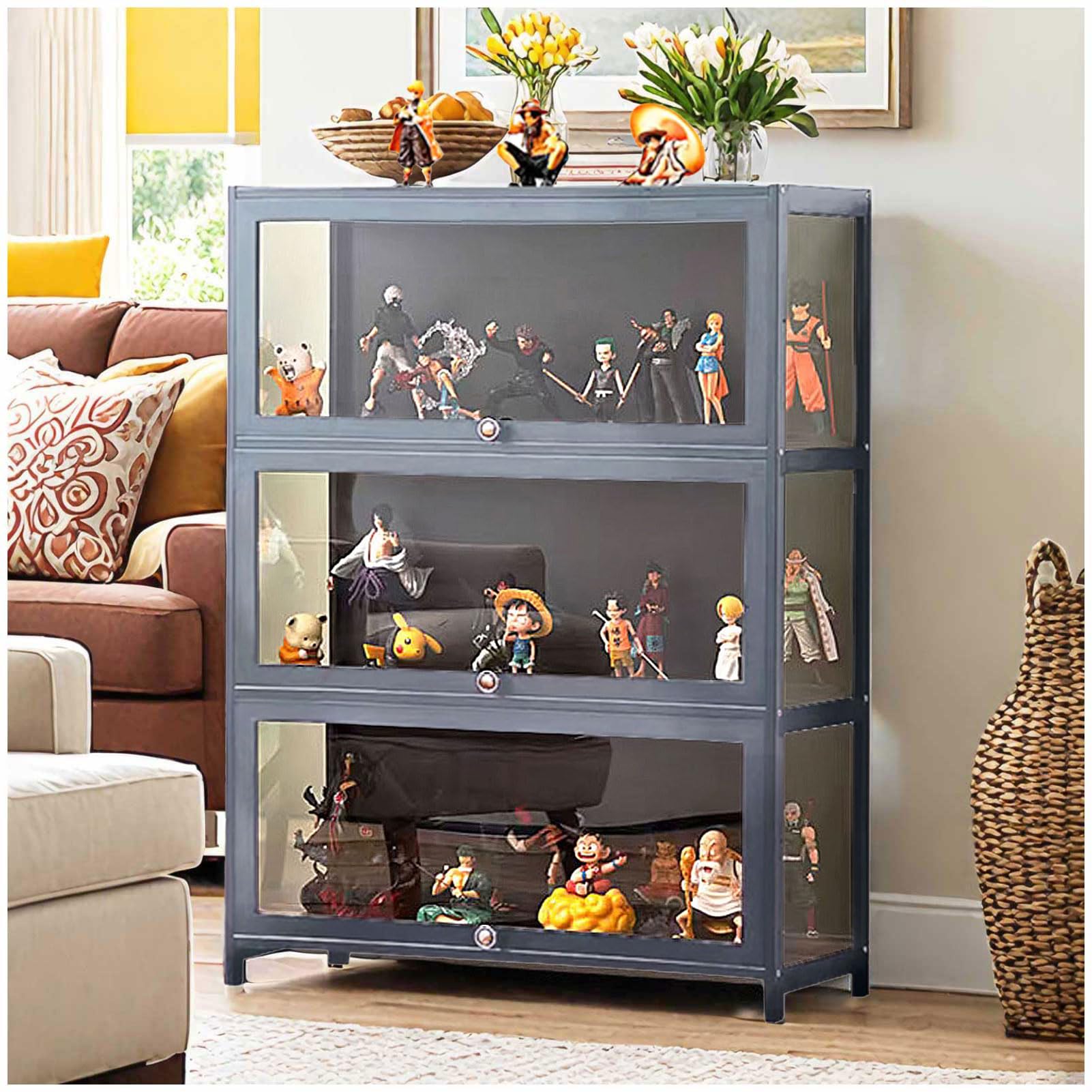 Amazon.com: 3-Tier Curio Display Cabinet, Storage Shelves with Acrylic ...
