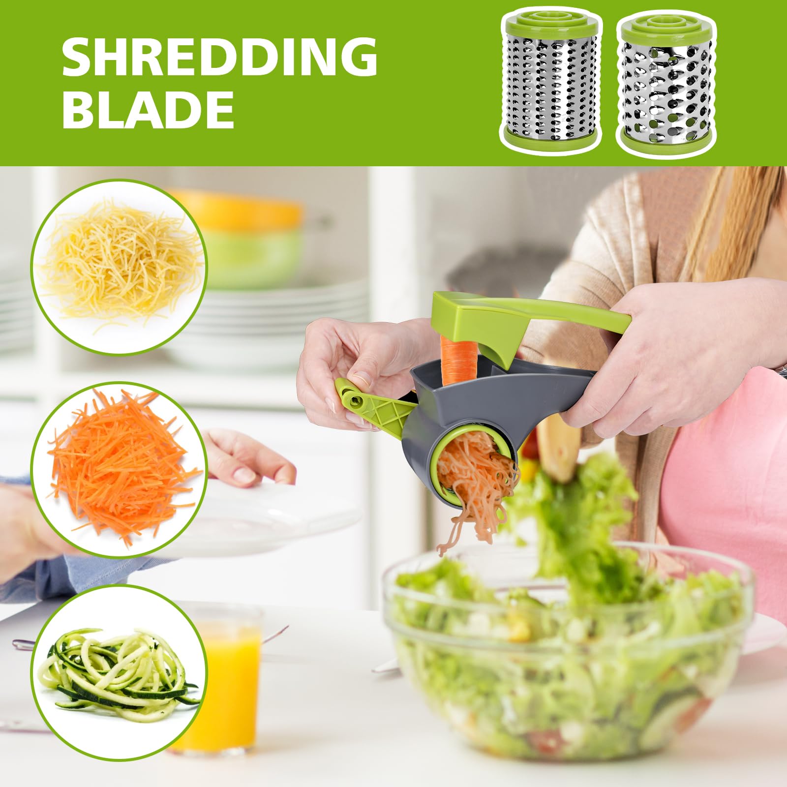 Rotary Grater Rotary Cheese Grater 5 Blade Cheese Shredder - Manual ...