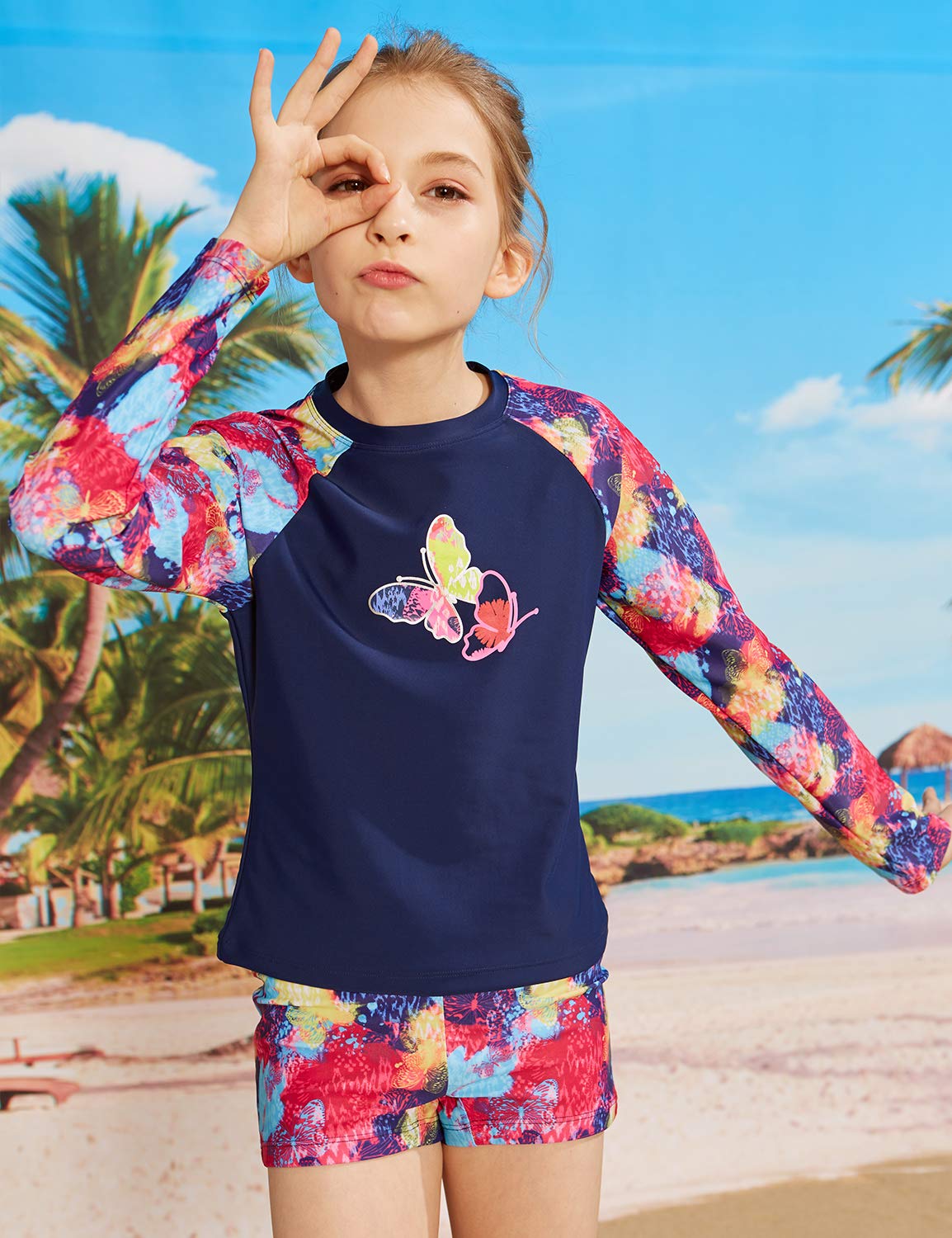 Snapklik.com : Girls Rash Guard Set Long Sleeve UPF 50+ Sun Protection ...