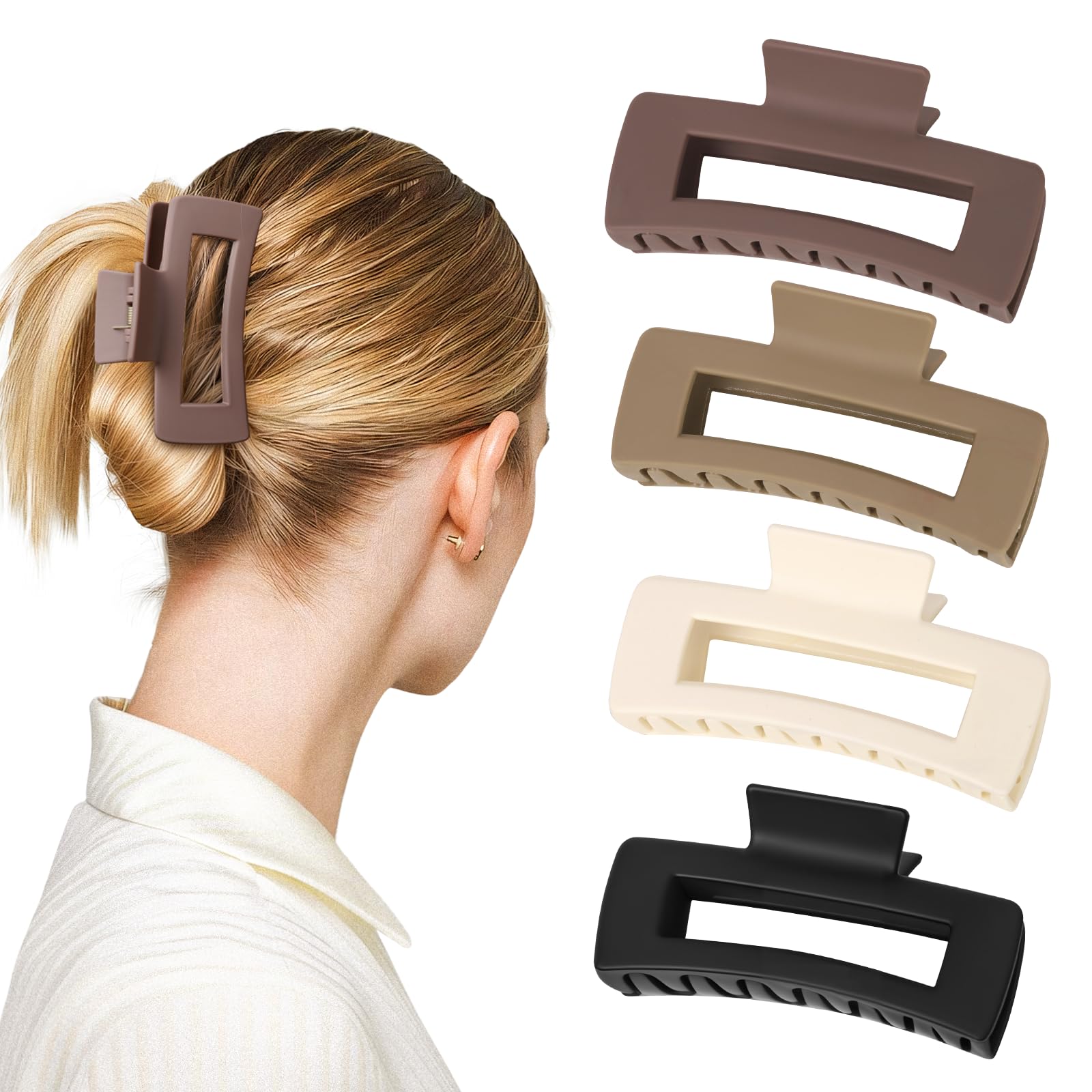 AIMIKE Large Hair Claw Clips 4.1 Inch, Matte Claw Clips for Thick Hair ...