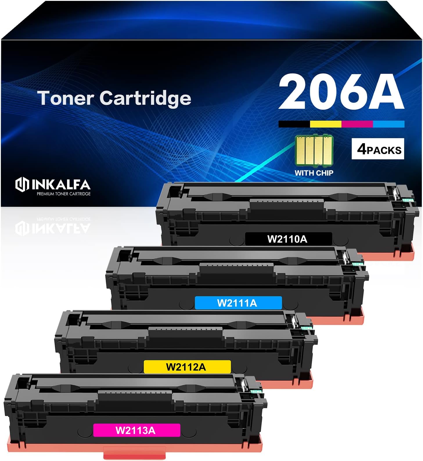 206A 206X Toner Cartridges 4 Pack(with Chip) Replacement for HP 206A ...