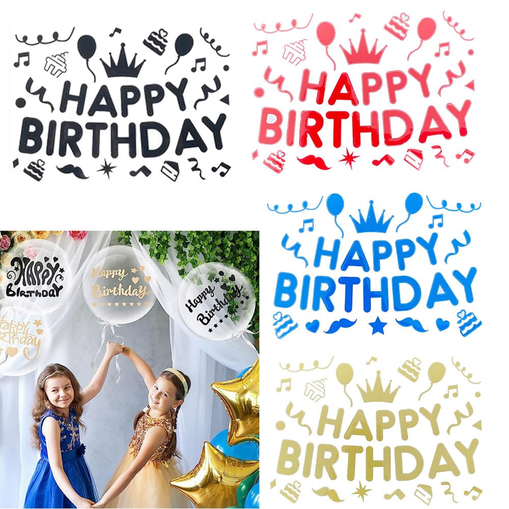 Happy Birthday Stickers for Balloons Bobo Party Balloon Decals 4sheets ...