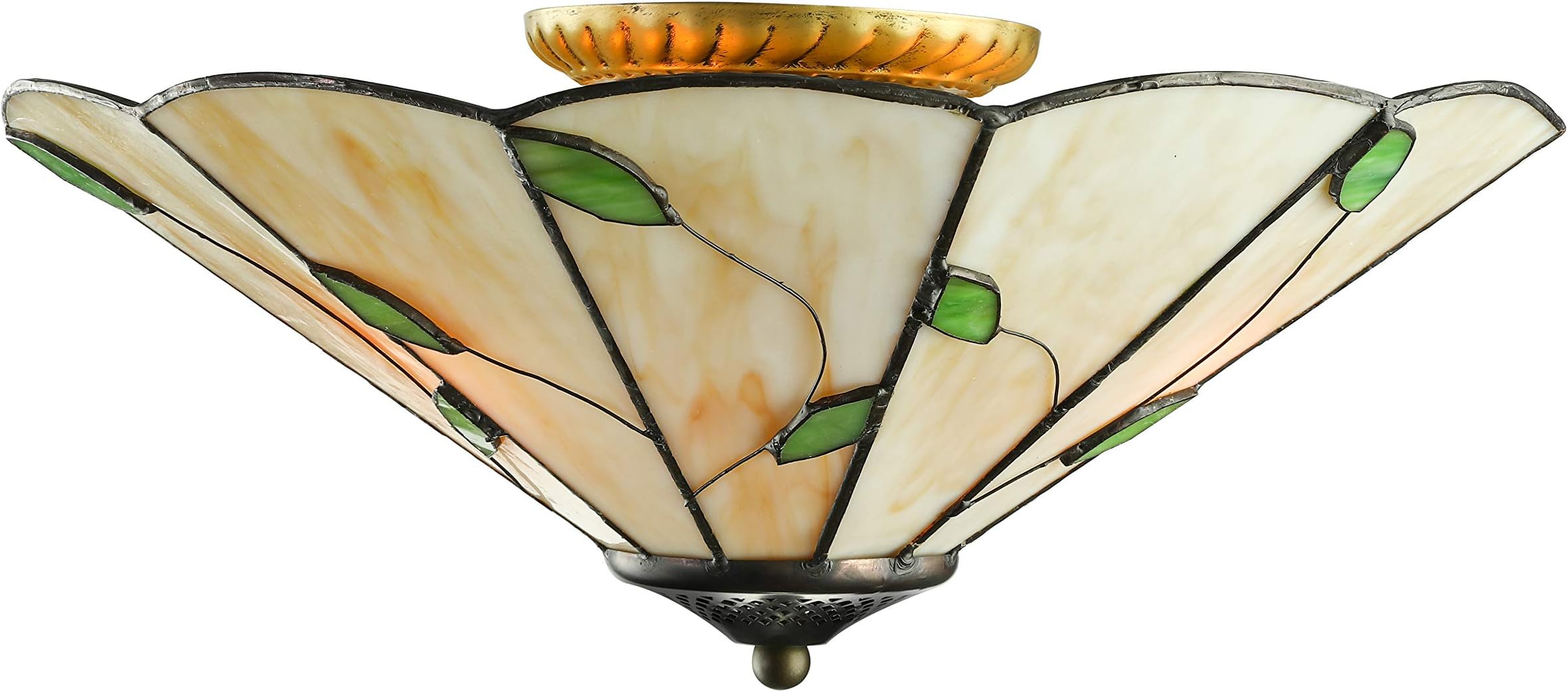 RUNNUP Tiffany Style Flush Mount Ceiling Light Minimalist Green Leaf ...