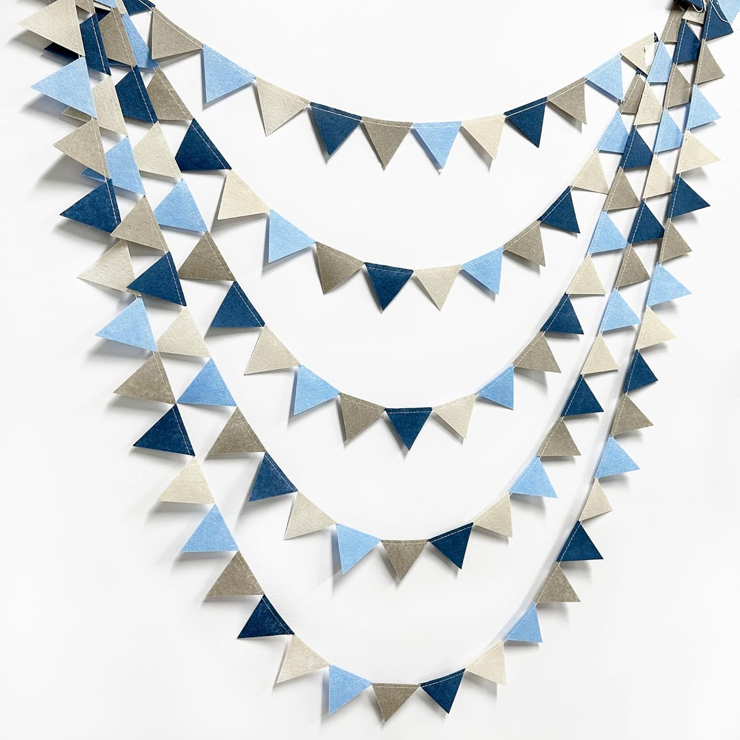 Amazon.com: Dusty Blue Party Decoration Gray Blue Felt Hanging Triangle ...