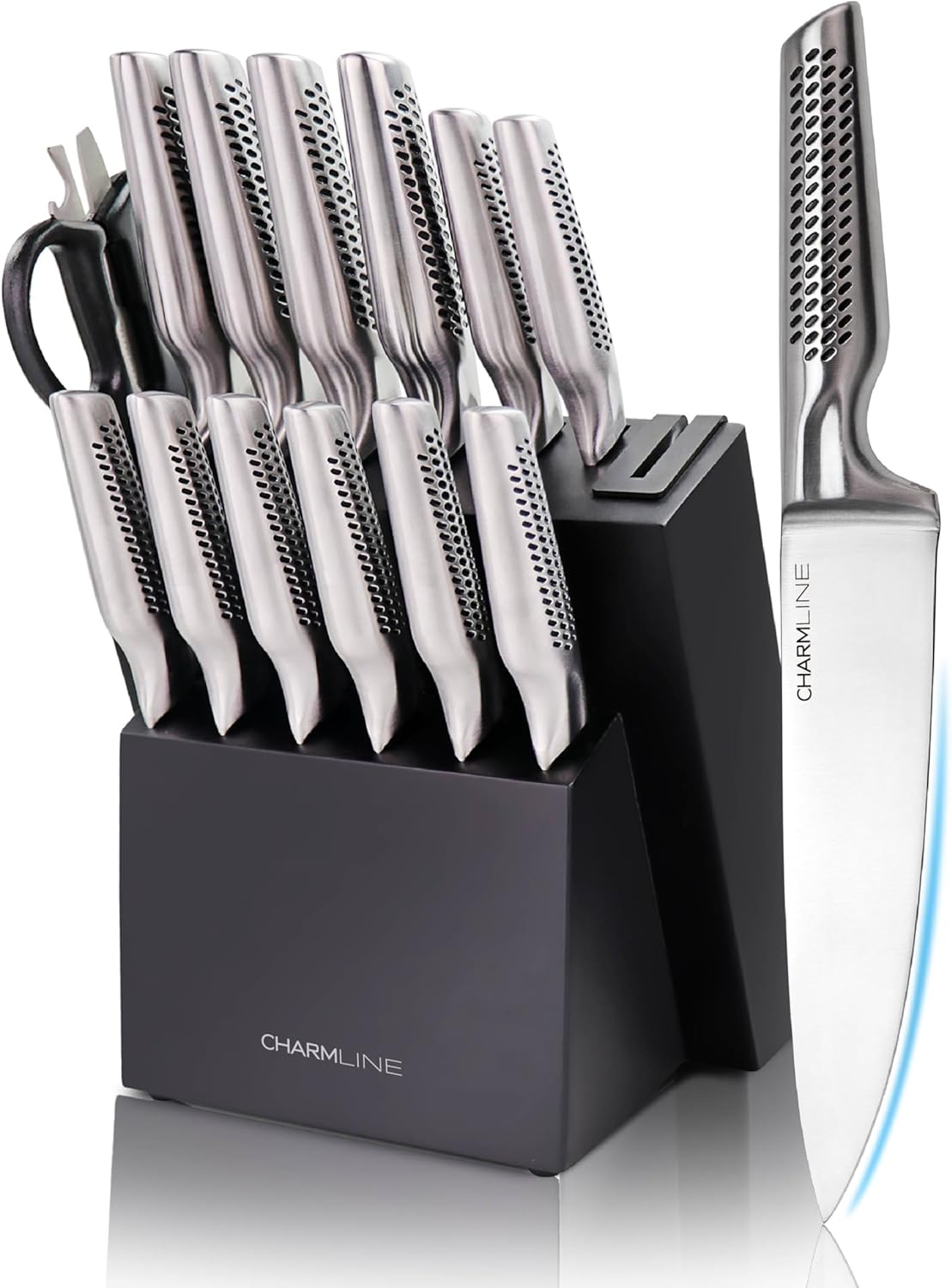 Amazon.com: Charmline Knife Set, 15 Pieces Chef Knife Block Set with ...