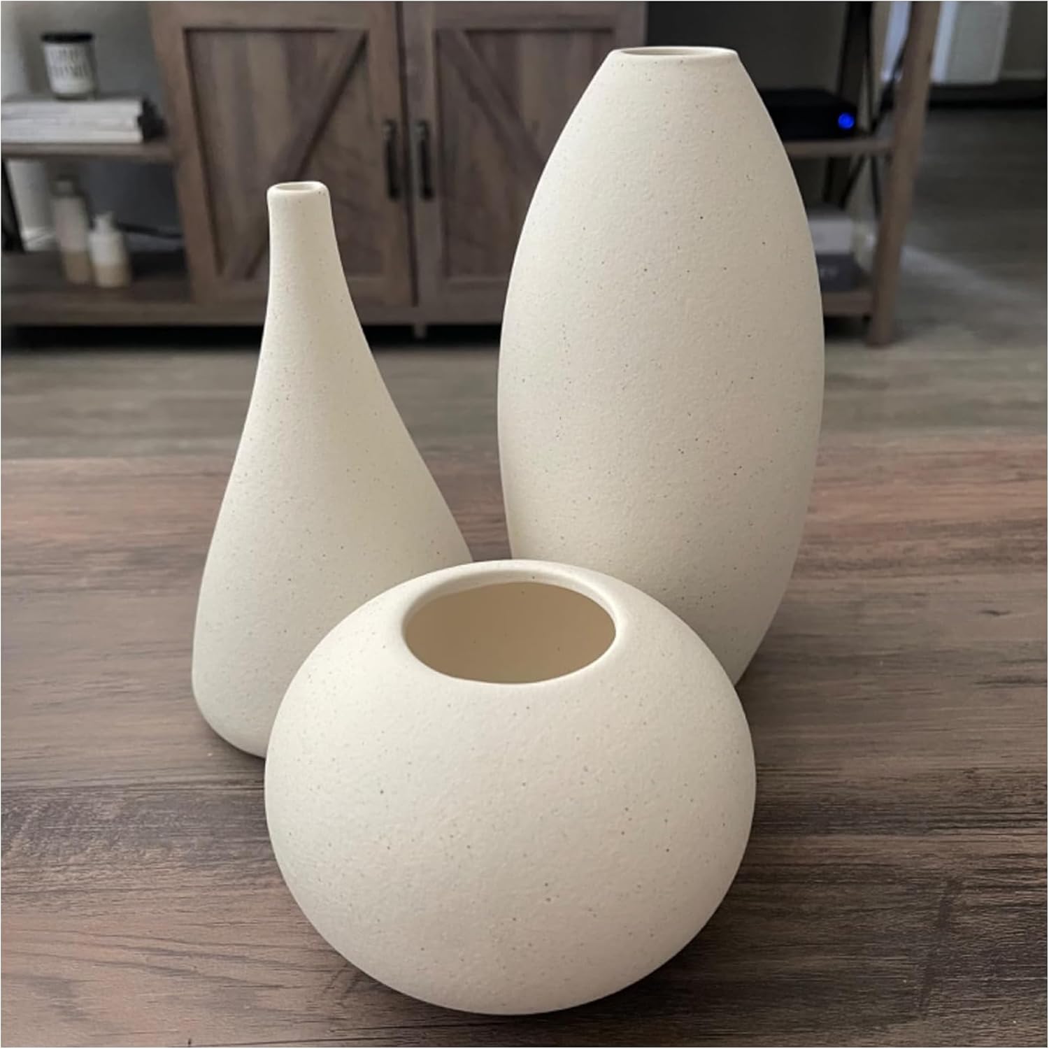 Amazon.com: White Vases Home Decor Set-Ceramics Flower Vase Decorative ...