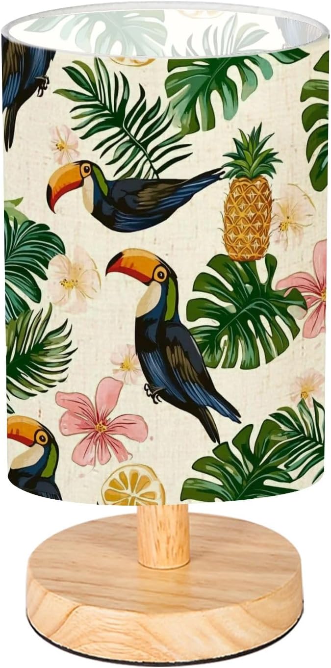 Bedside Desk Lamps, Minimalist Pattern toucan bird tropical foliage ...