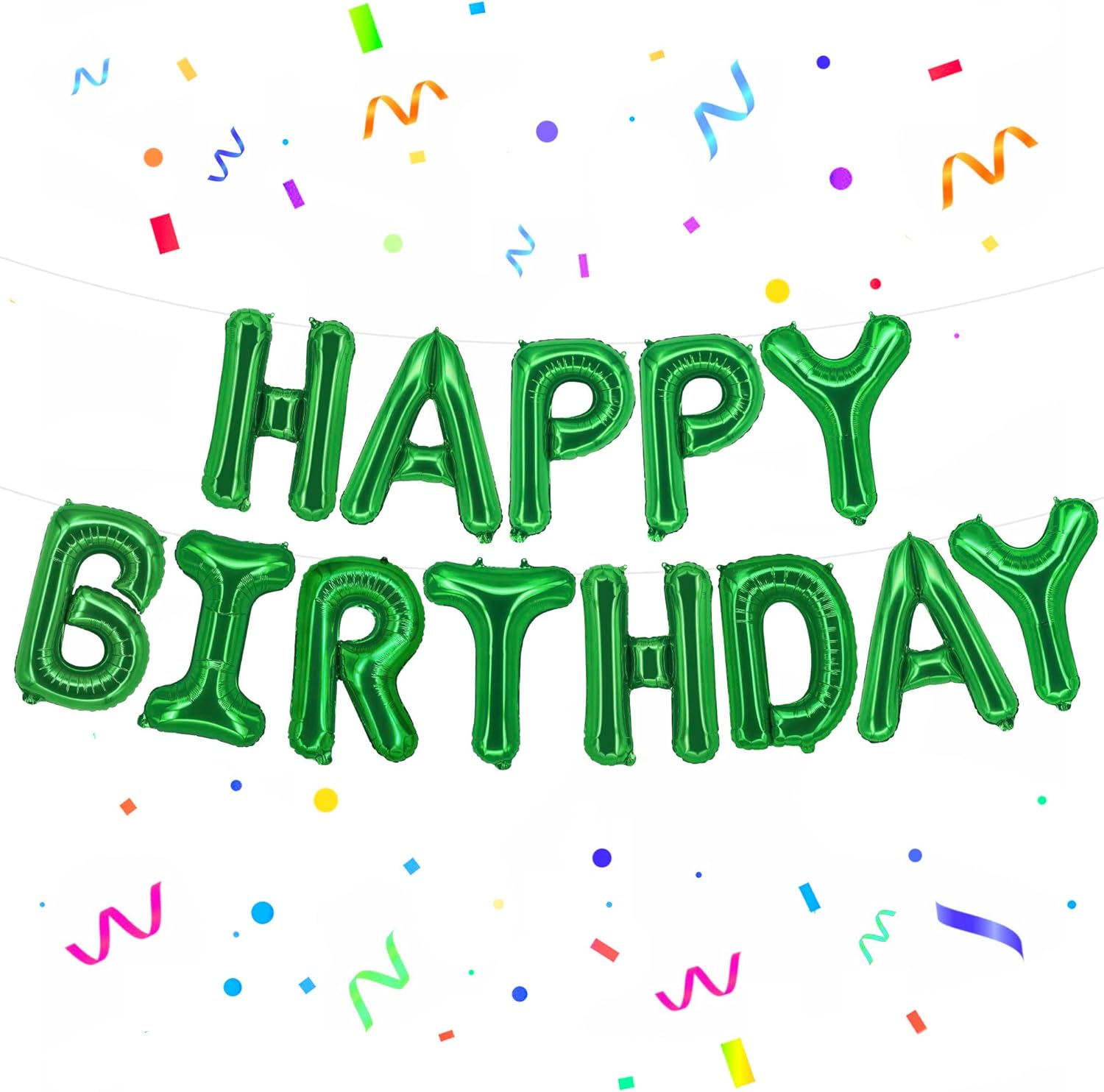 Amazon.com: KatchOn, Green Happy Birthday Balloon Banner - 16 Inch ...