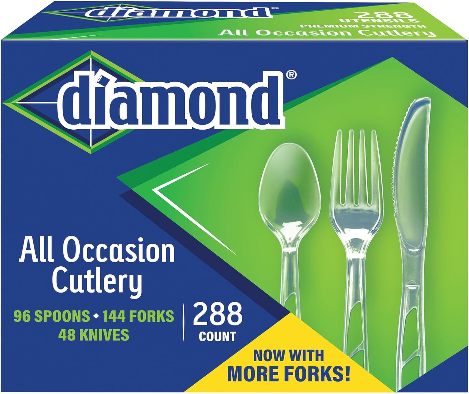 Amazon.com: 288 Count Diamond® Premium Clear Full-Size Cutlery ...
