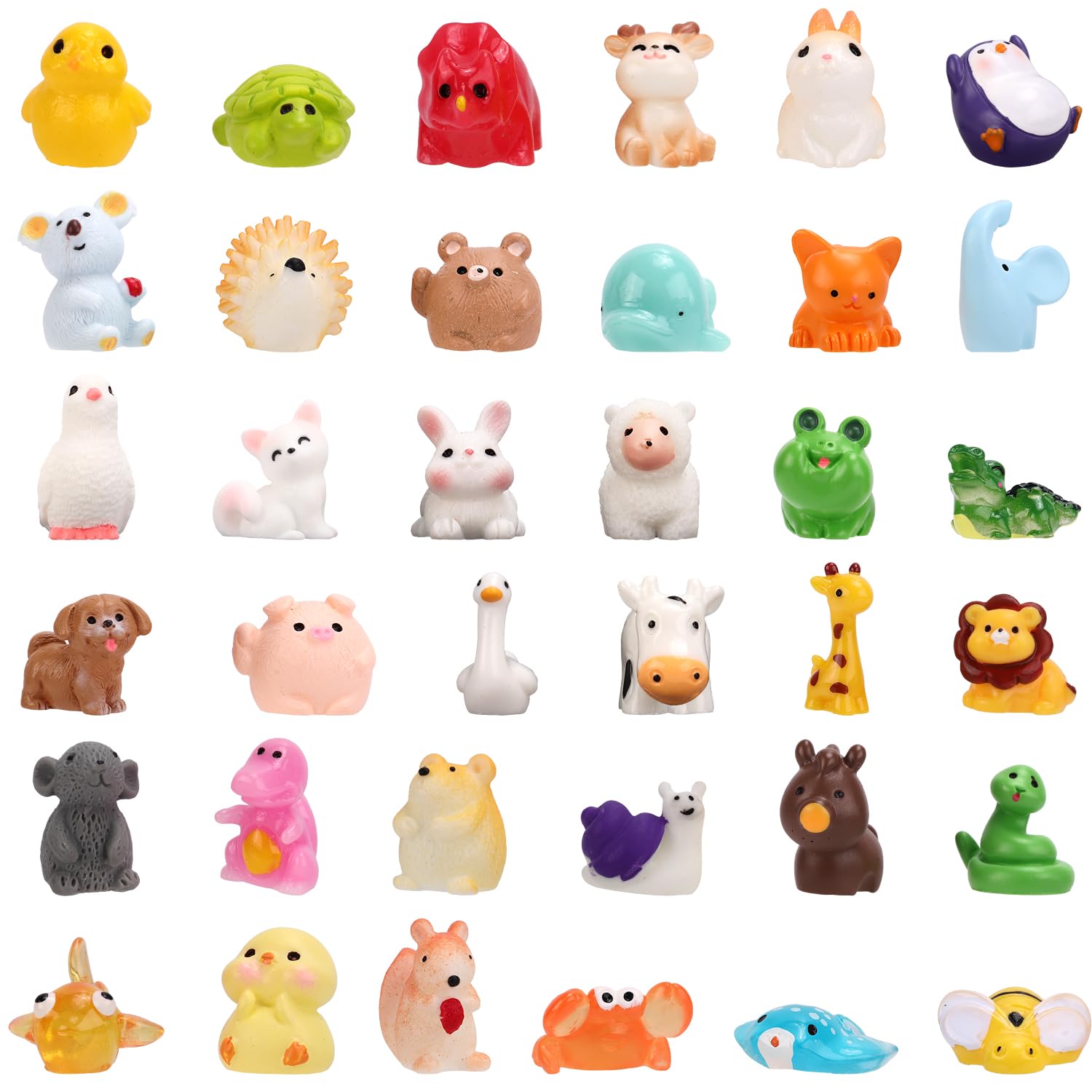 36pcs Mini Resin Animals, Multi-Colored Tiny Animals Figurines with 50 ...
