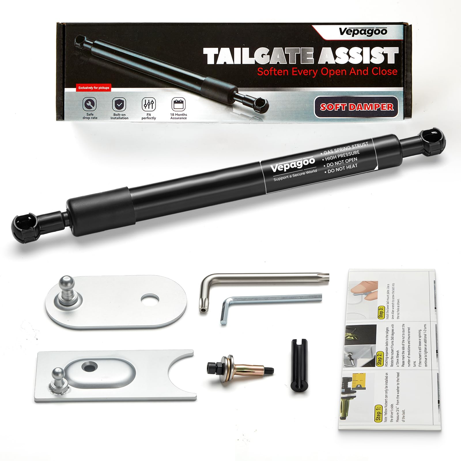 Snapklik.com : Vepagoo Tailgate Assist Soft Close Damper Kit For Dodge ...