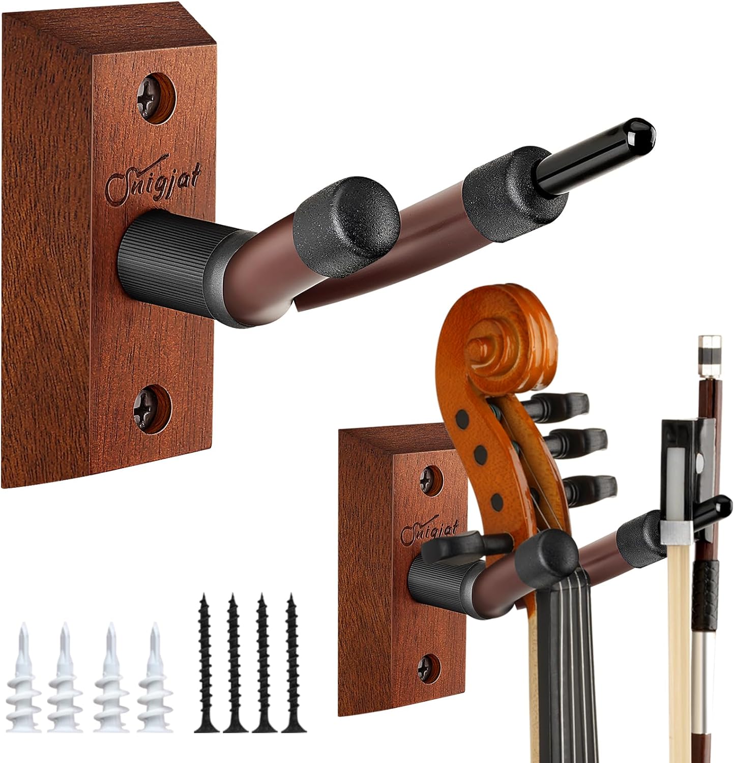 Amazon.com: SNIGJAT Violin Wall Mount, 2 Pack Hardwood Violin Hanger ...