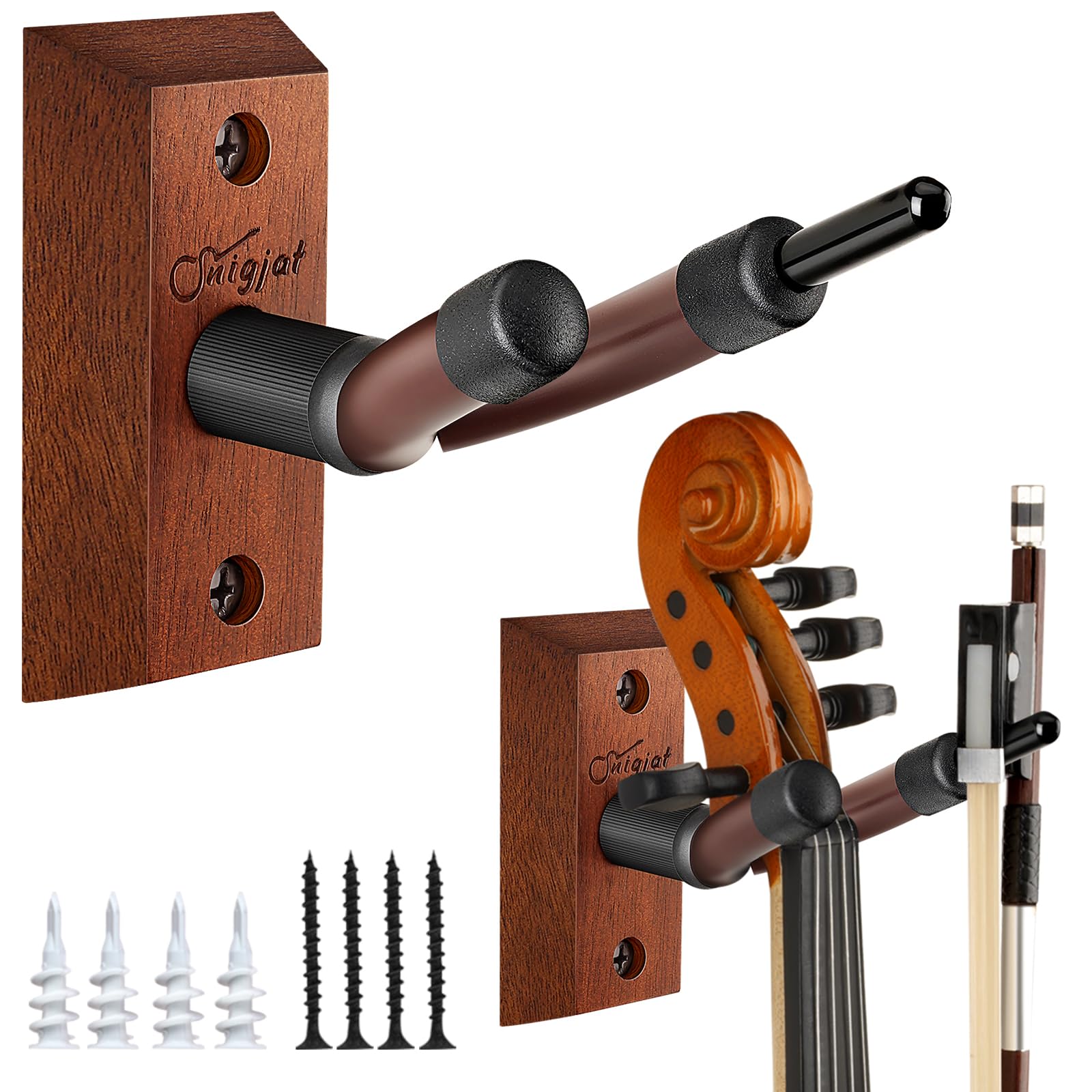Amazon.com: SNIGJAT Violin Wall Mount 2 Pack, Hardwood Violin Hanger ...
