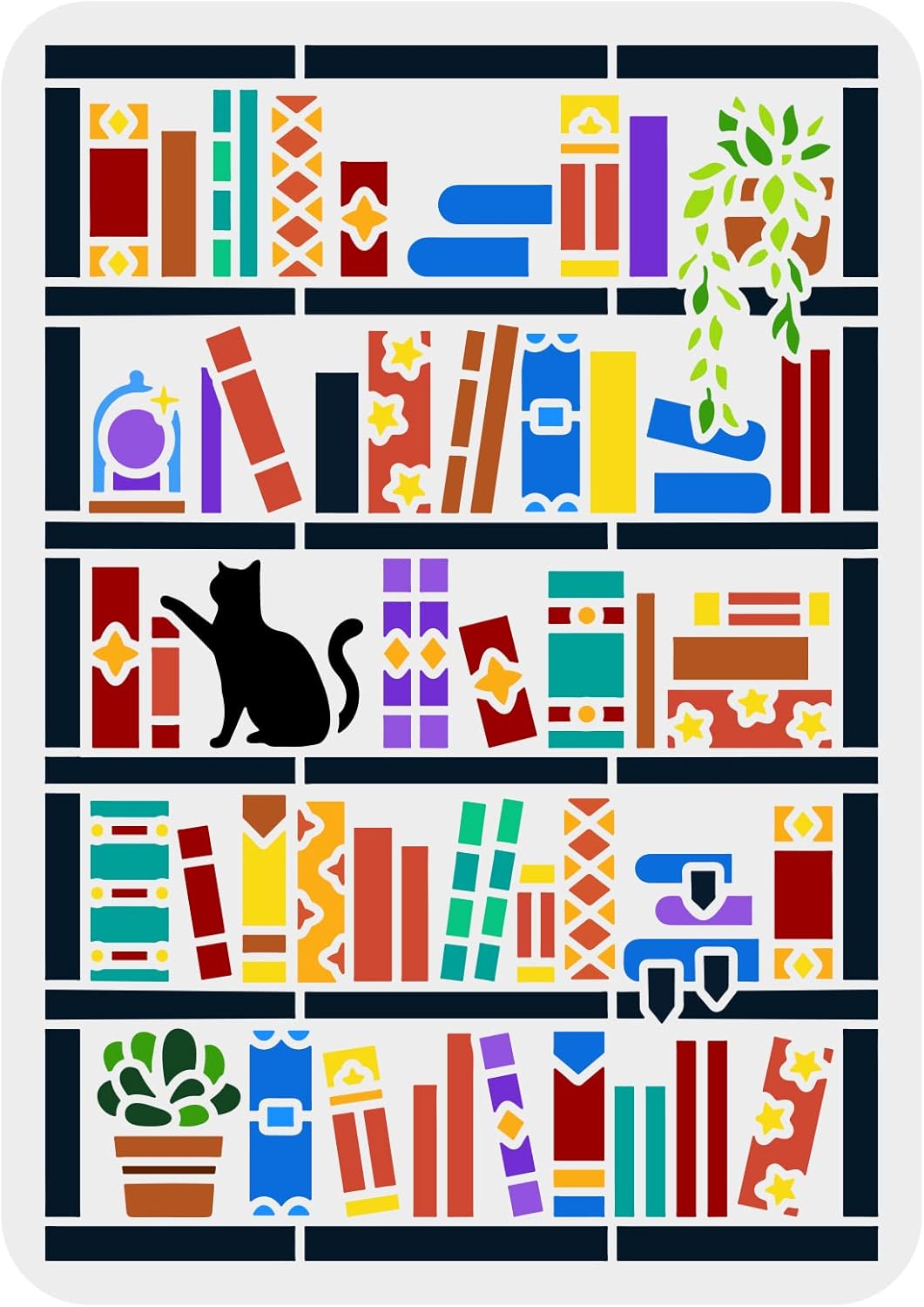 Amazon.com : FINGERINSPIRE Bookcase Stencil 11.7x8.3inch Plastic PET ...