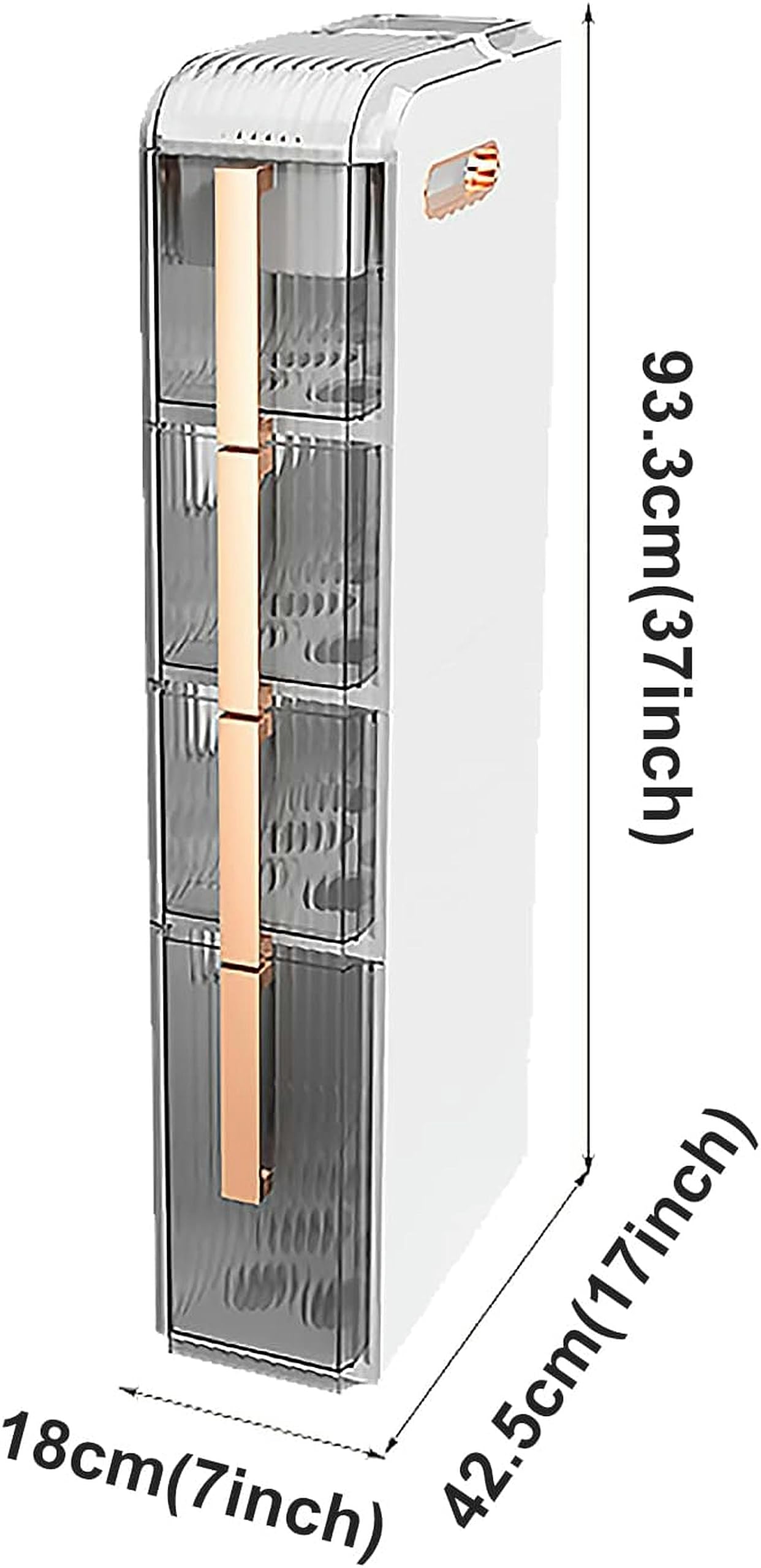 Rolling Storage Tower With Drawers 4-Tier Slim Bathroom Floor Cabinet ...