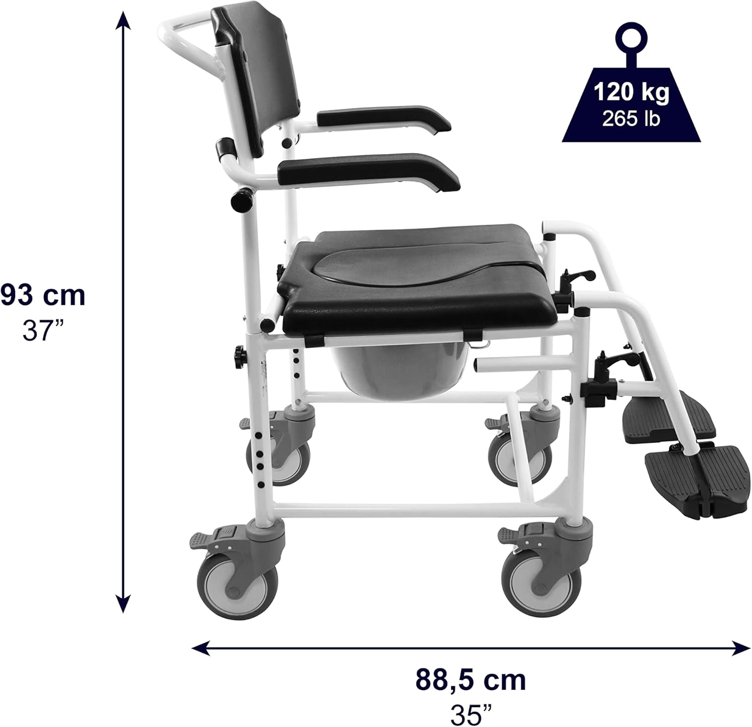 KMINA PRO – Silla de ducha con ruedas, silla de ducha para ...