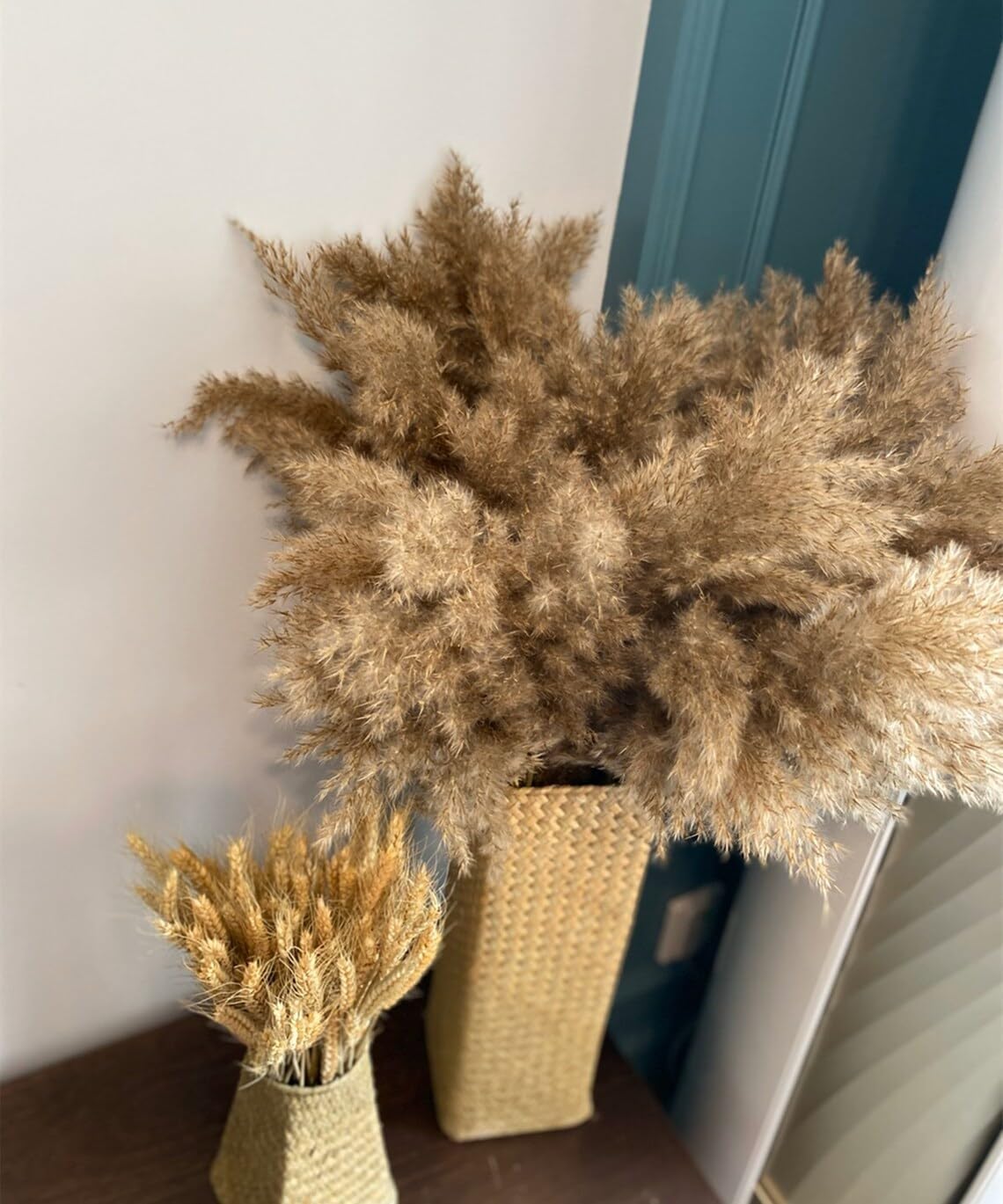 JOYNAGAR Boho Decor Dried Brown Pampas Grass for Decor 4 Pcs | 44cm ...