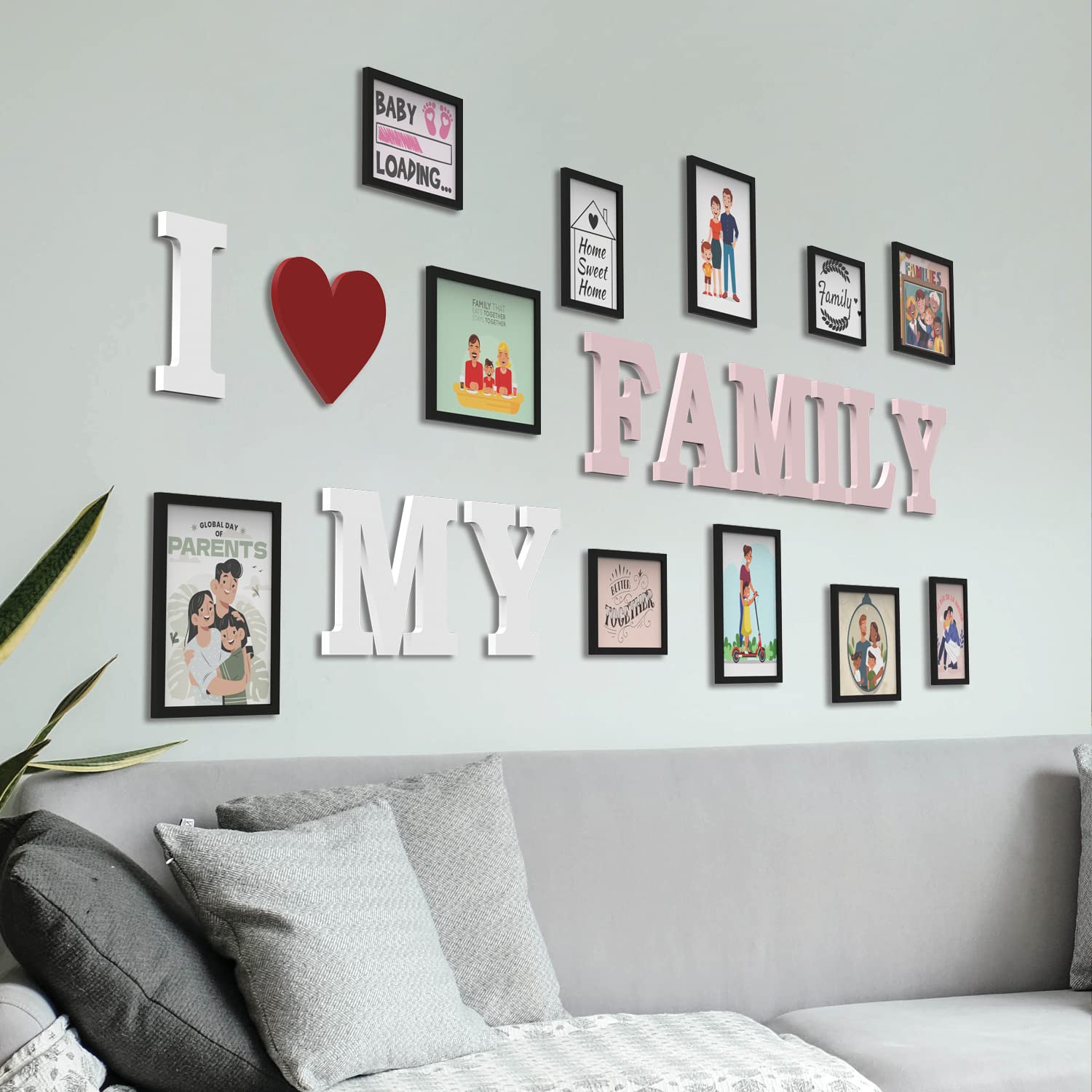 RANDOM Photo Frame For Wall Set of 11 3D Collage photo frames with I ...