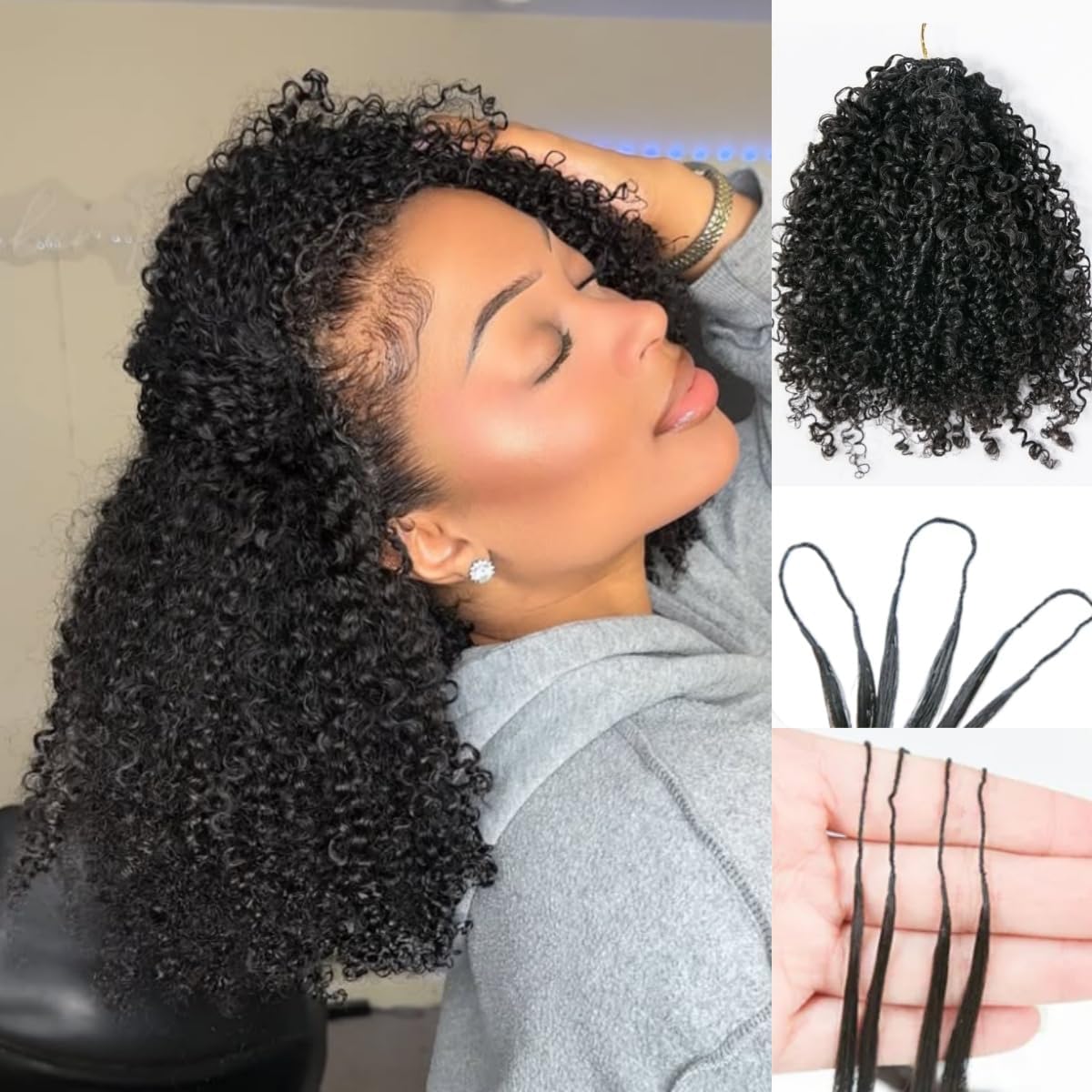 Amazon.com : Feather Crochet Hair Extensions Afro Kinky Curly Pre ...