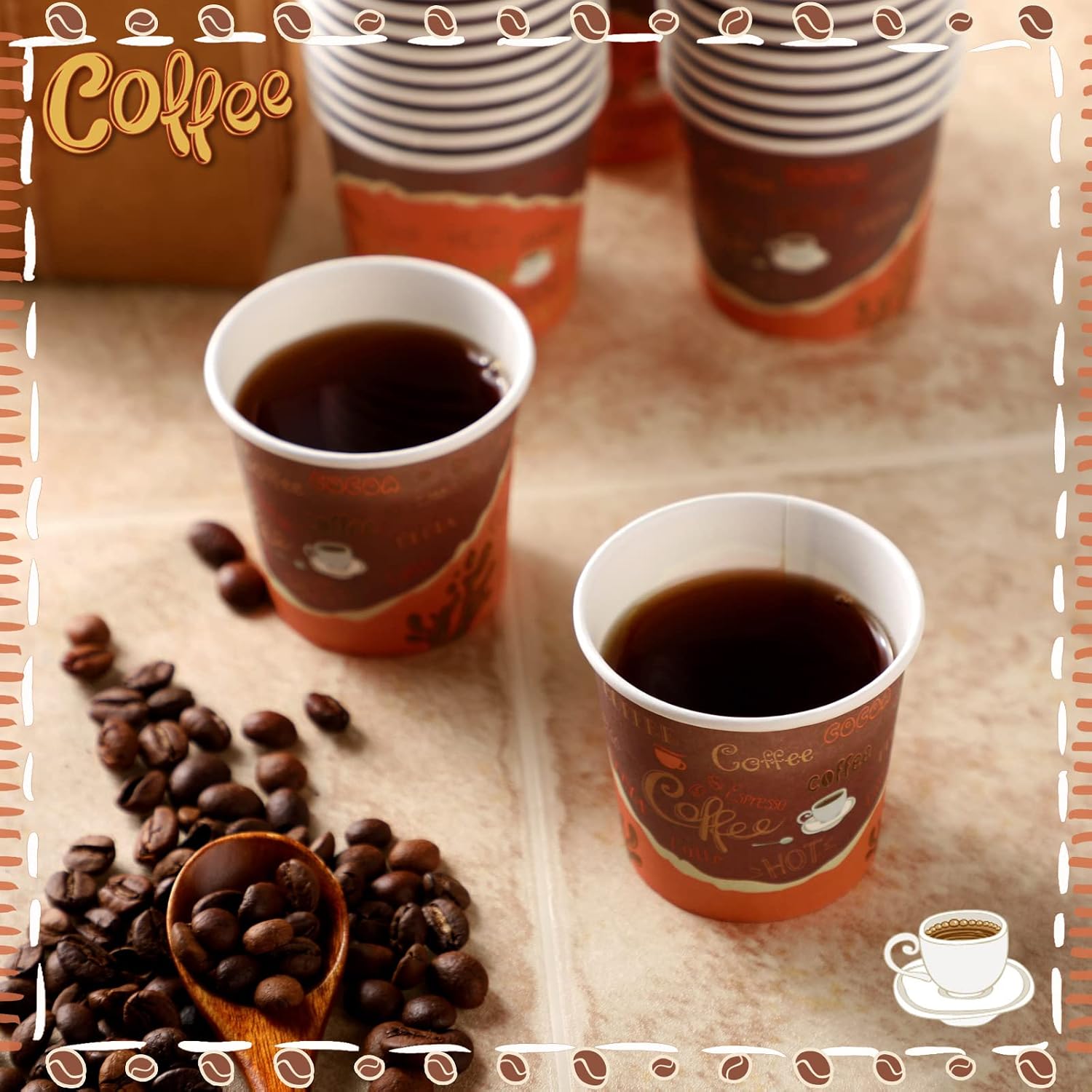 Funtery 200 tazas de café espresso desechables de 3 onzas, tazas de ...