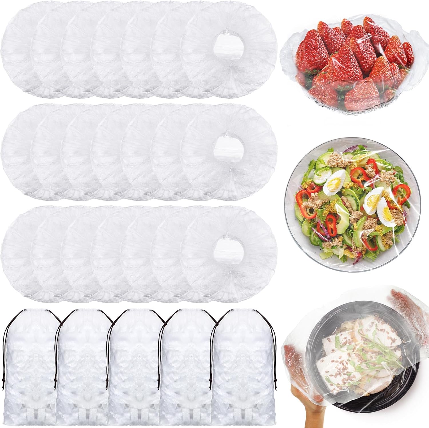 Amazon.com: Fumete 500 Pcs Reusable Elastic Food Storage Covers & 5 Pcs ...