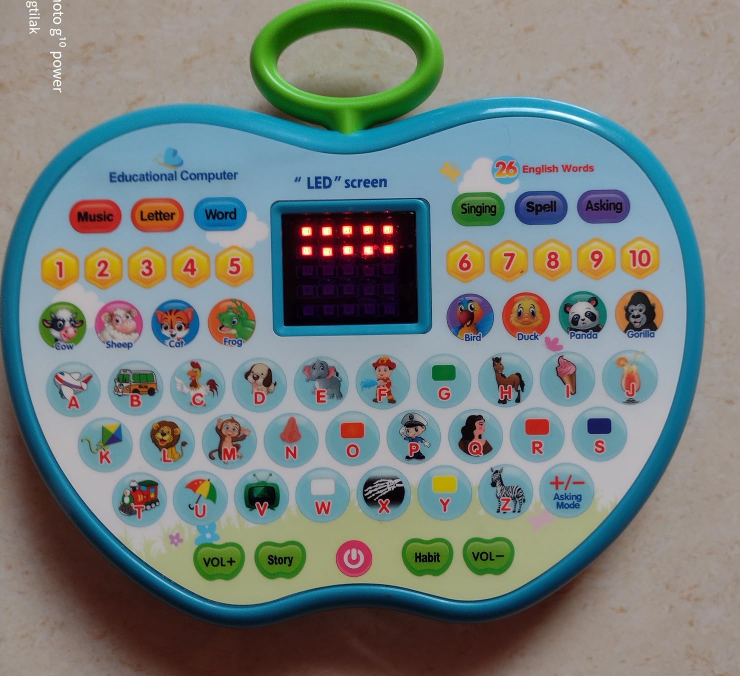 VGRASSP Apple Shape Educational Mini Computer Laptop Toy for Kids LED ...