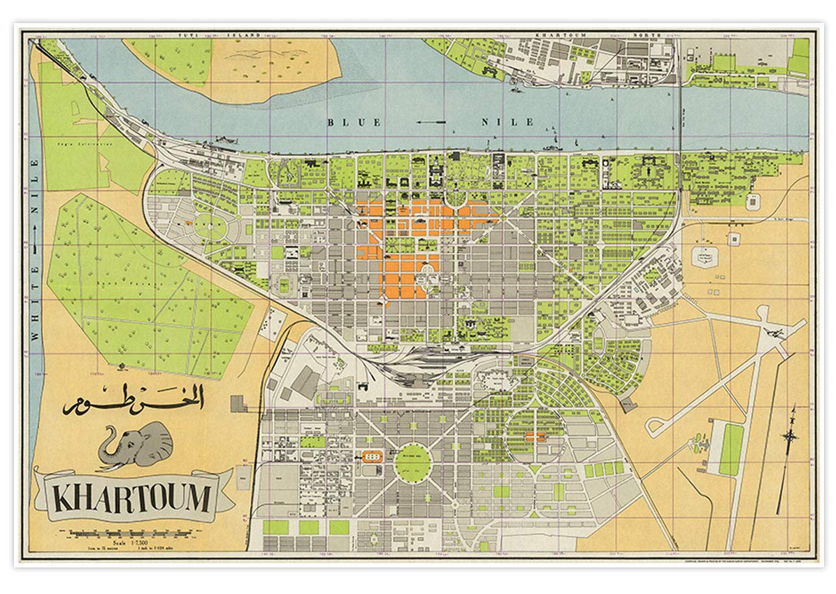Khartoum Africa Map Vintage Map Of Khartoum Sudan 1952 Africa History