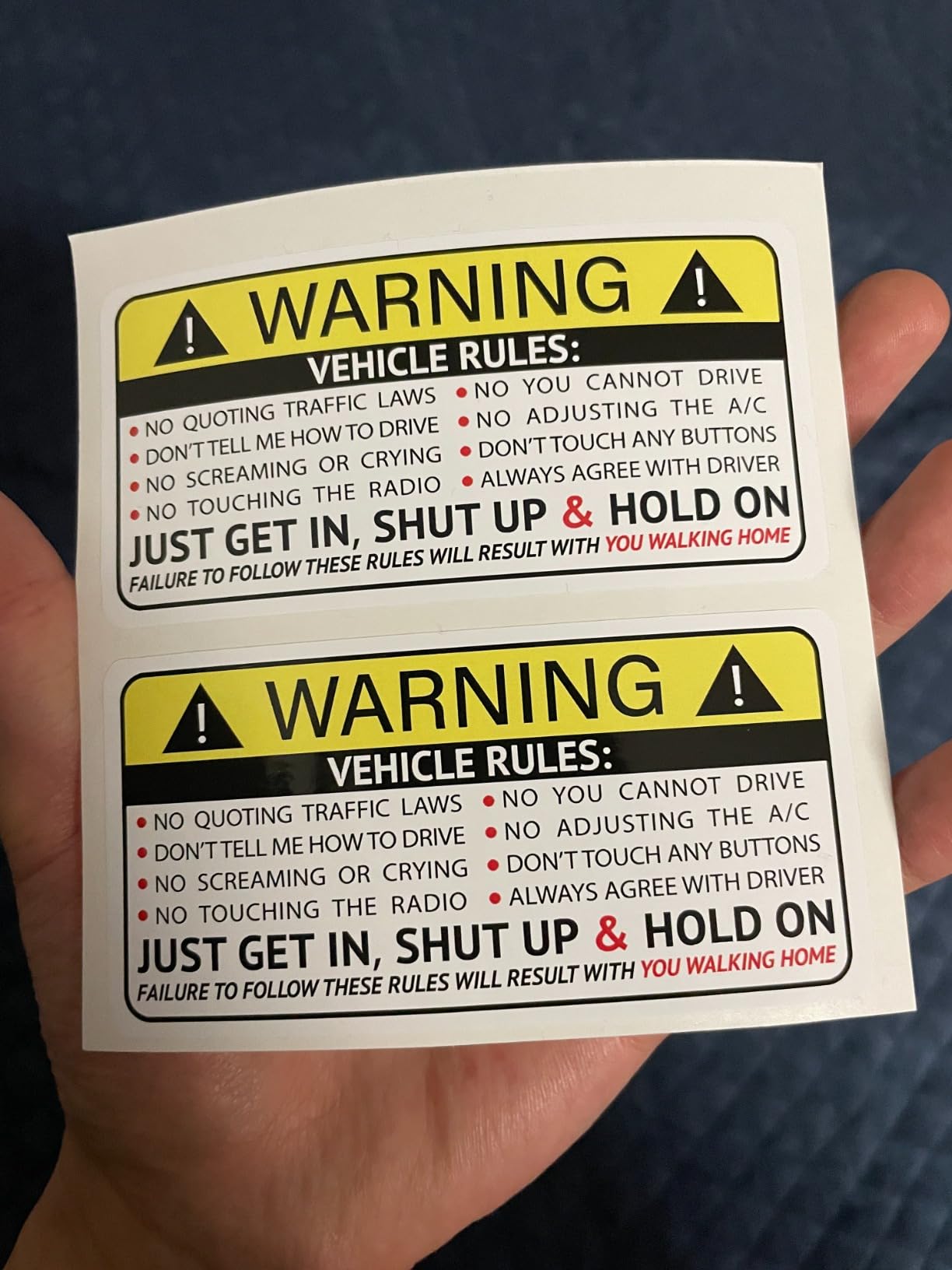 Amazon.com - GRITKULTURE Funny Passenger Rules Vehicle Safety Warning ...