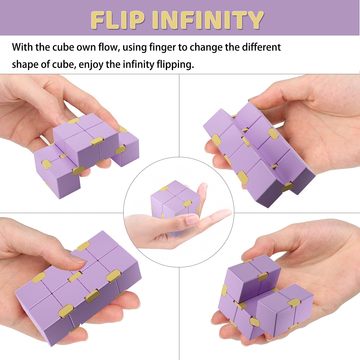 Funxim Infinity Cube Purple Fidget Cube Toy, Fidget Finger Toy Stress ...