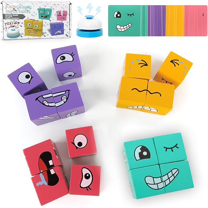 Audasi Wooden Face Changing Magic Cube Game 3D Puzzle Face-Changing ...