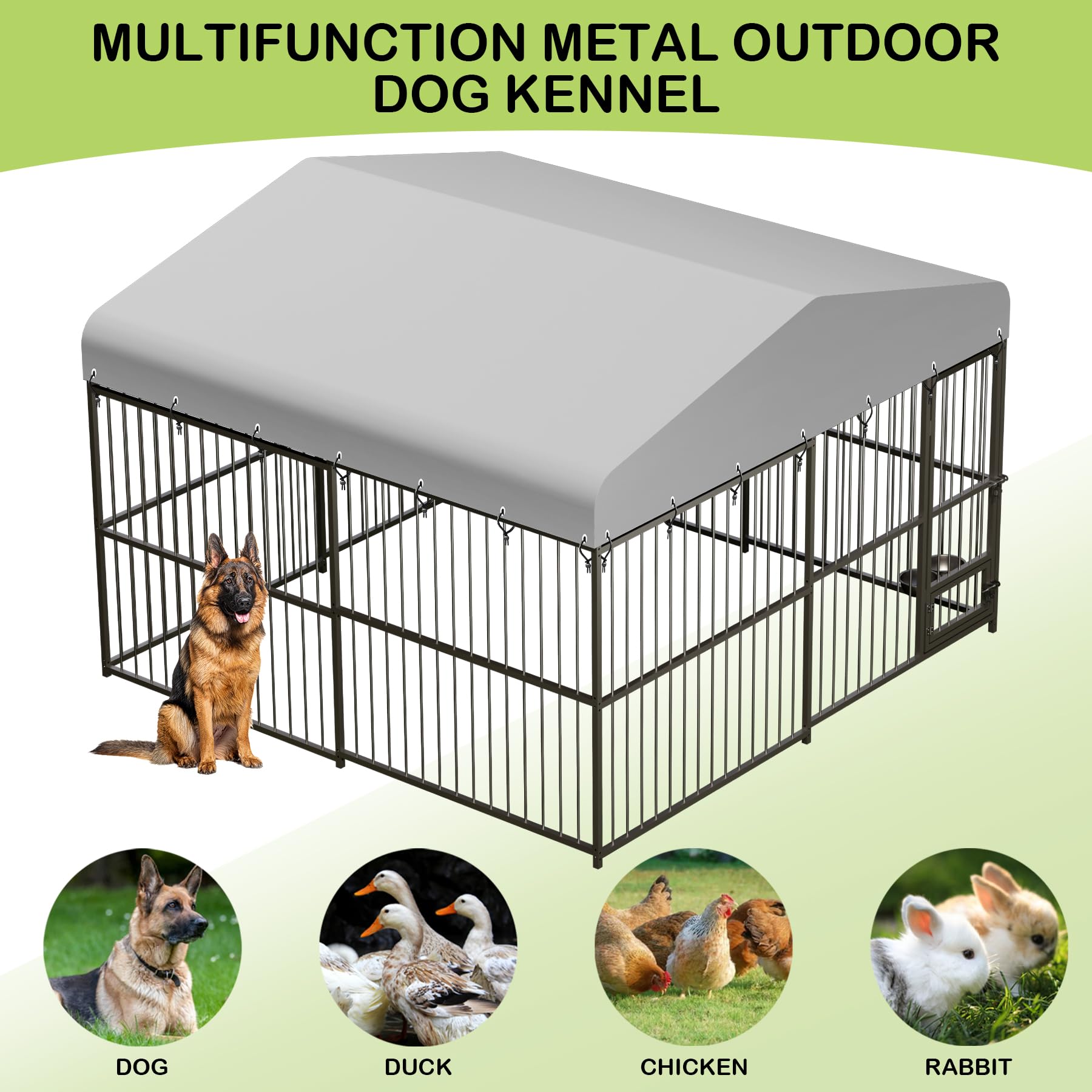 Snapklik.com : Large Dog Kennel Outdoor, 10x10 FT Metal Outdoor Dog ...