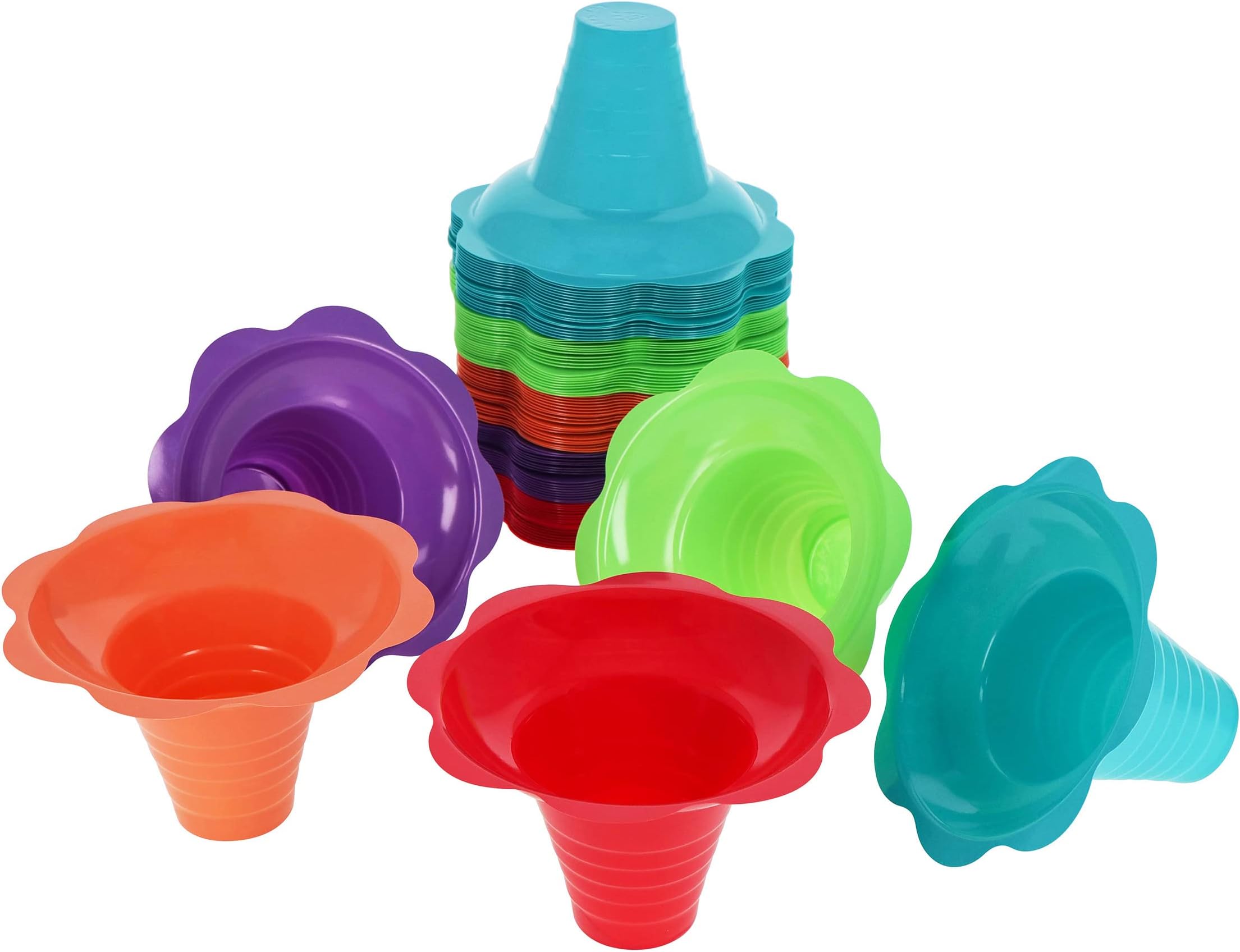 Amazon.com: Lot45 Plastic Snow Cone Cups Reusable 8oz 100-Pack ...