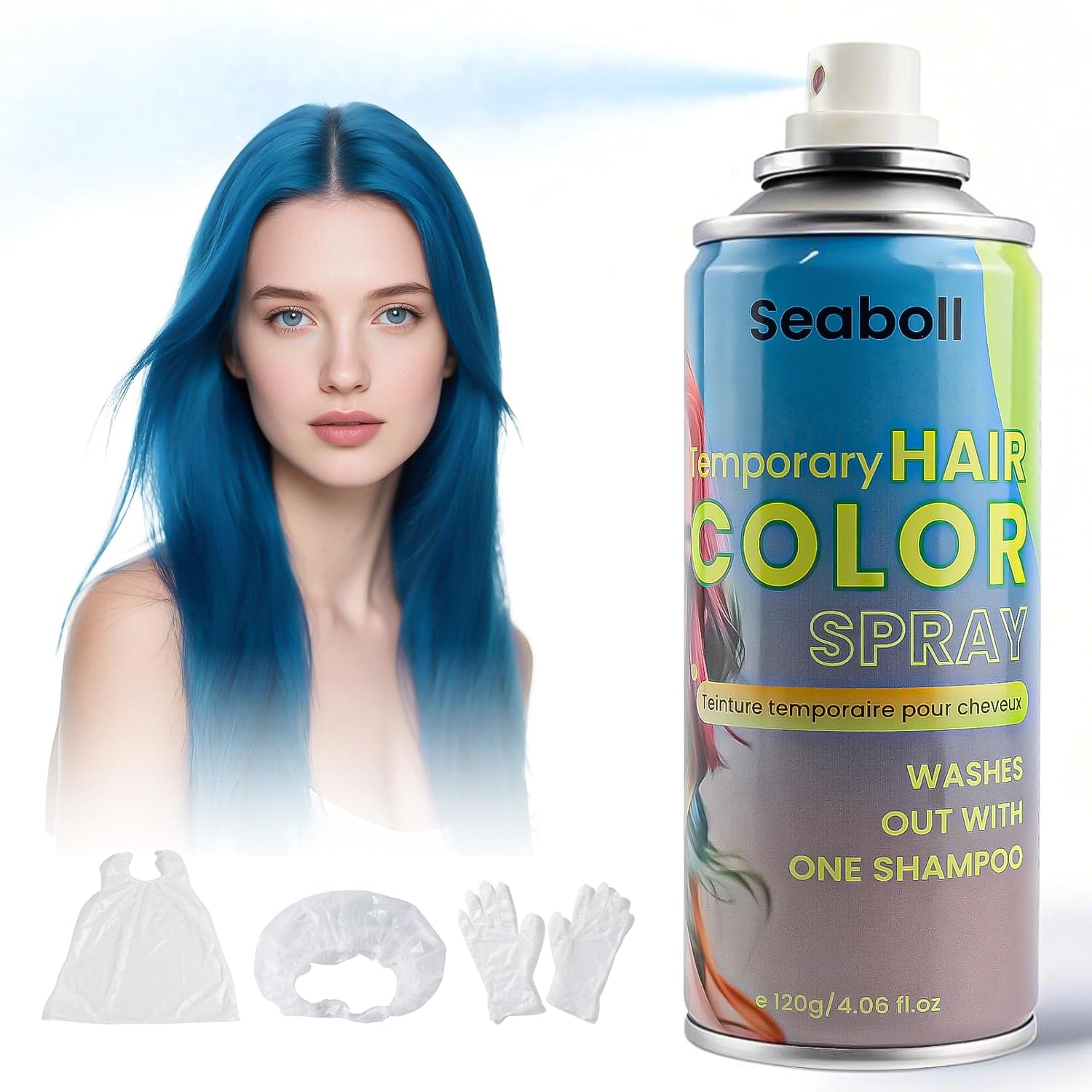 Amazon.com : Blue Hair Spray, Seaboll Temporary Hair Color Spray for ...