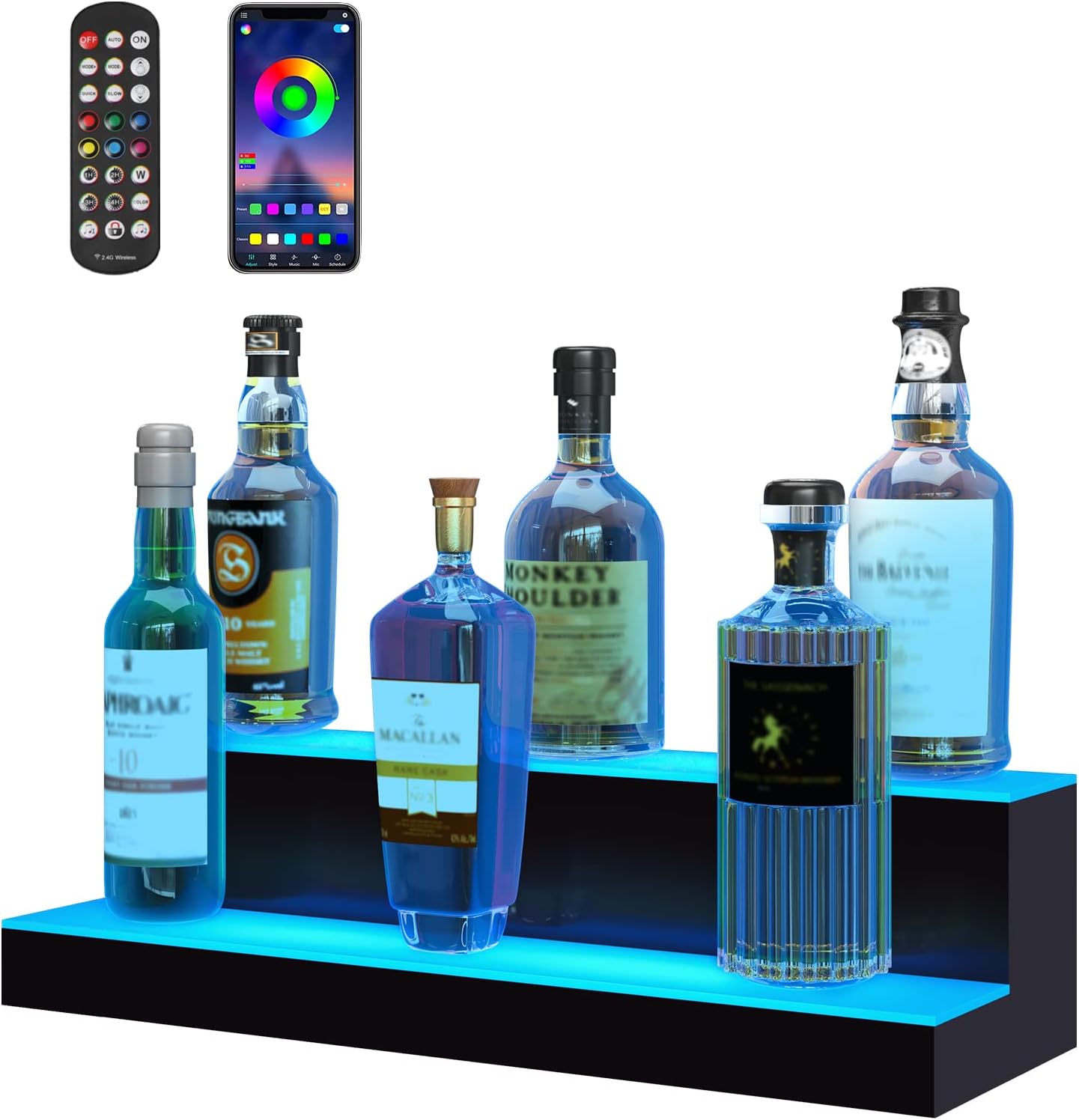 Amazon.com: VEVOR LED Lighted Liquor Bottle Display, 2 Tiers 24 Inches ...