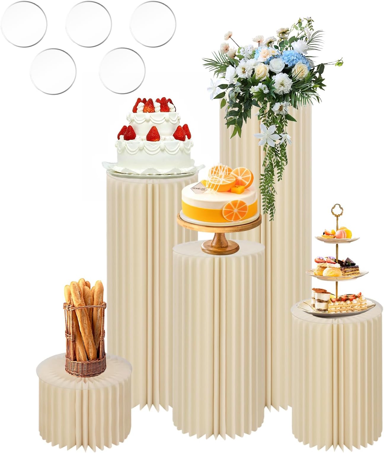 Amazon.com: CRYBY 4 Pcs Cardboard Flower Stand, Foldable Wedding ...