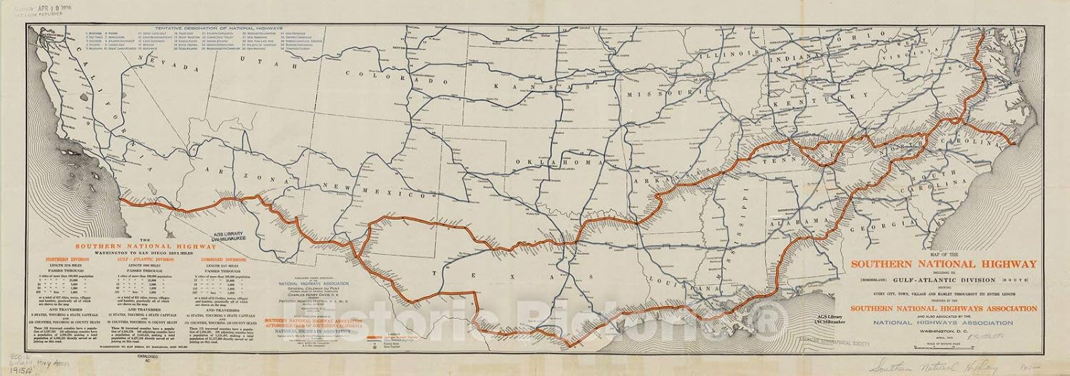 Amazon.com: Historic Map : United States 1915, Map of The Southern ...