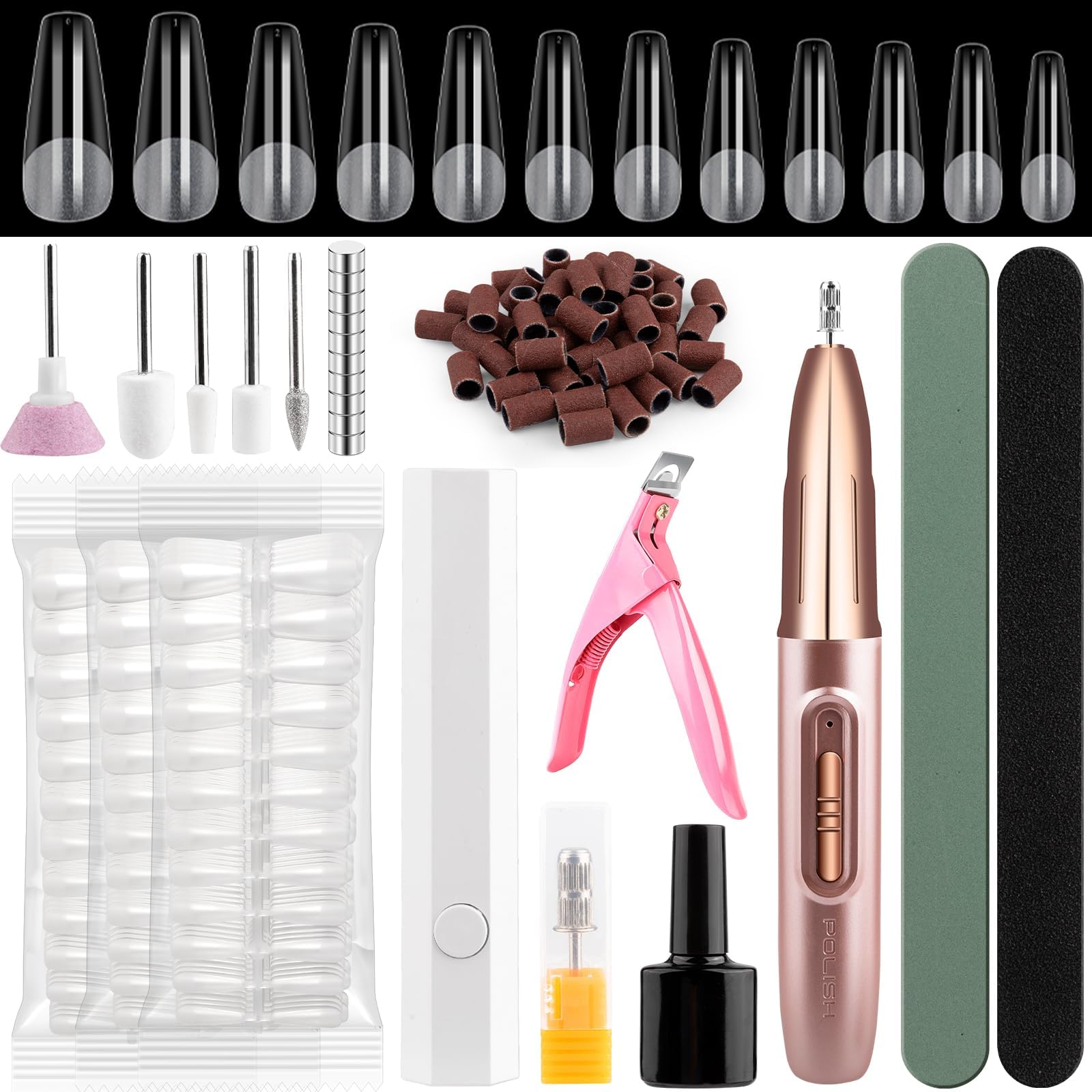 Amazon.com: Gel Nail Kit with 720Pcs Acrylic Nail Tips Nail Glue Nail ...