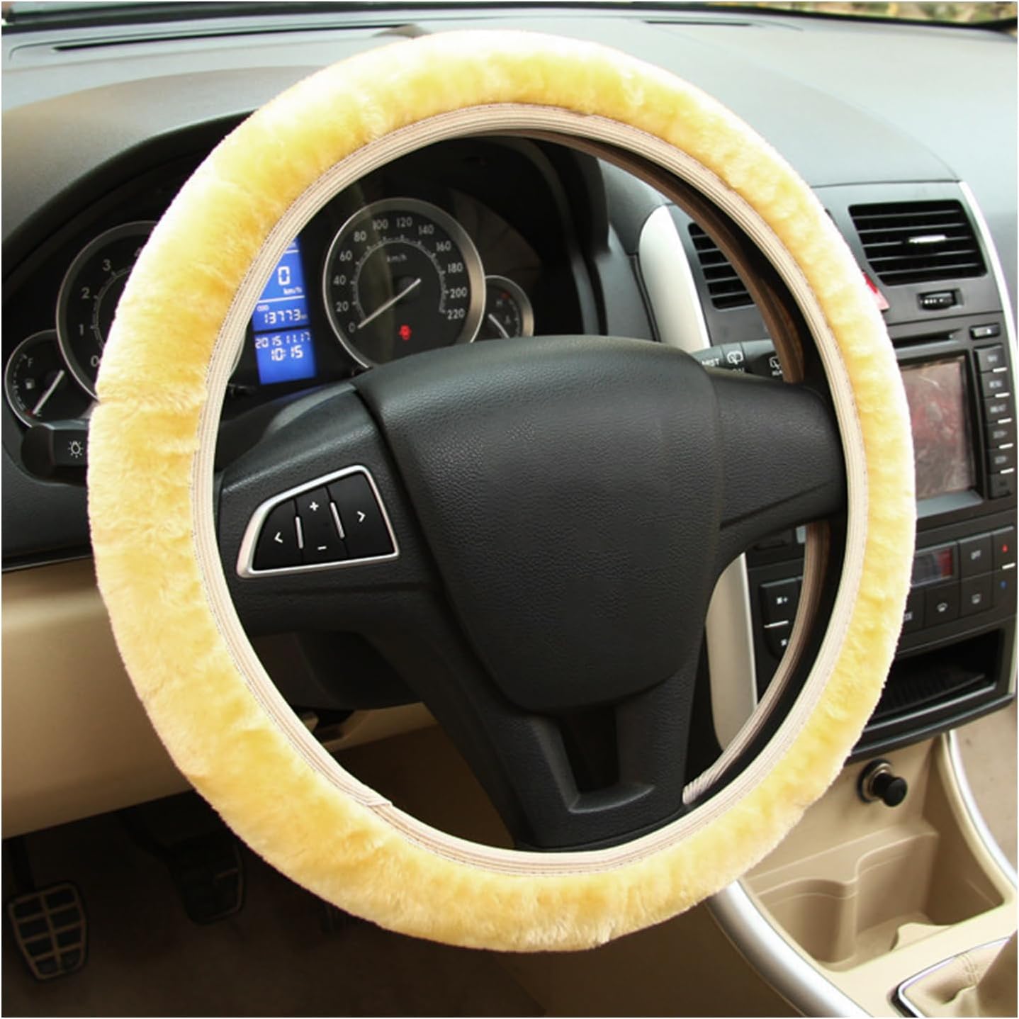Amazon.com: Ziciner Car Fuzzy Steering Wheel Cover, 15 inch Soft Wool ...