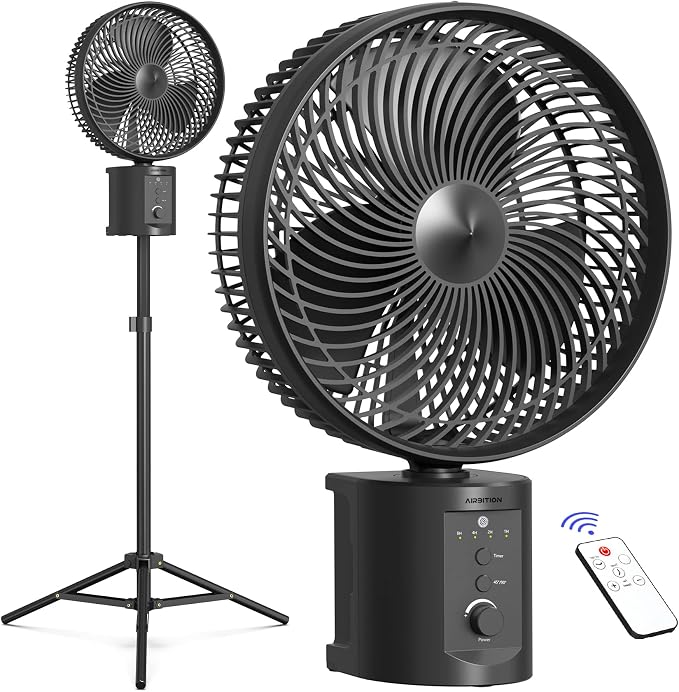Amazon.com: Airbition 20000mAh Oscillating Rechargeable Fan w/Remote ...
