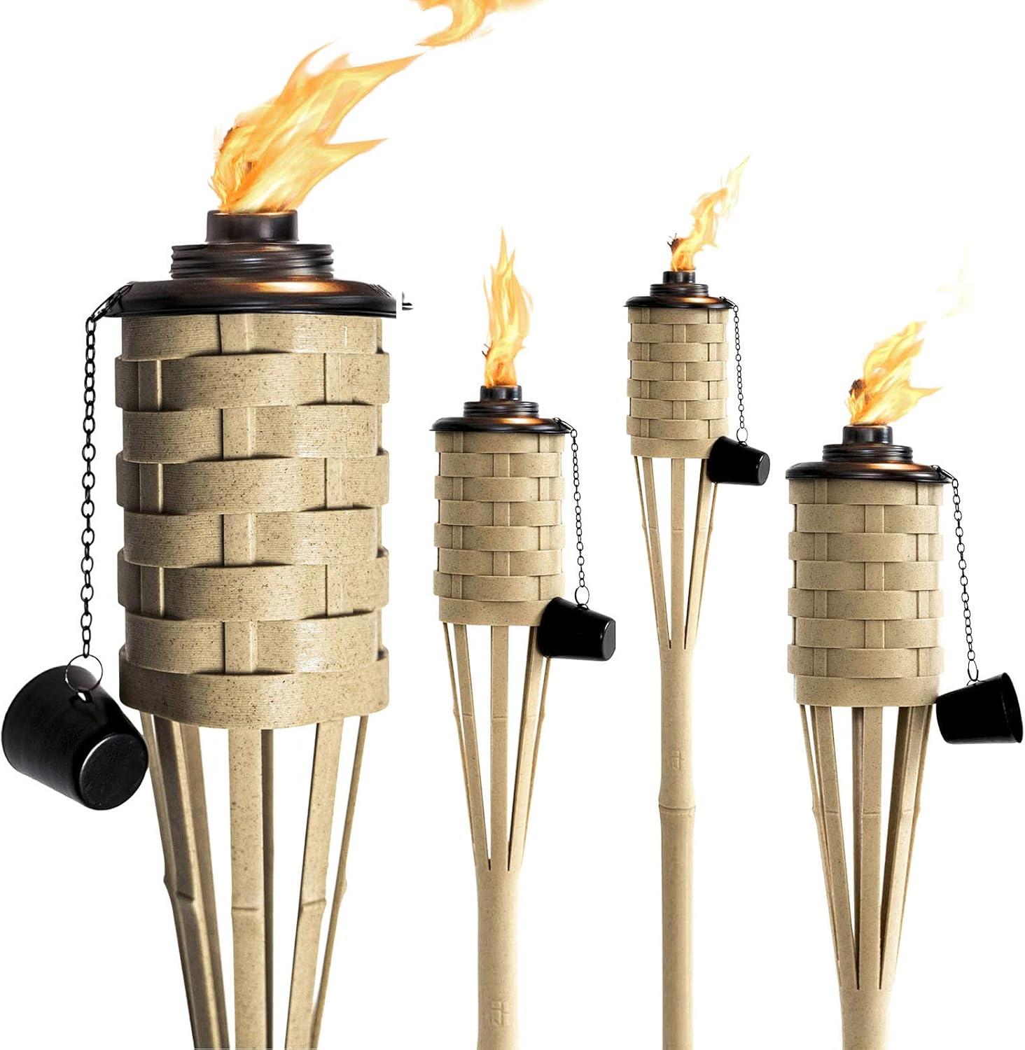 ONETHATCH Bamboo Torches, Outdoor Citronella Torch (Weathered Color ...