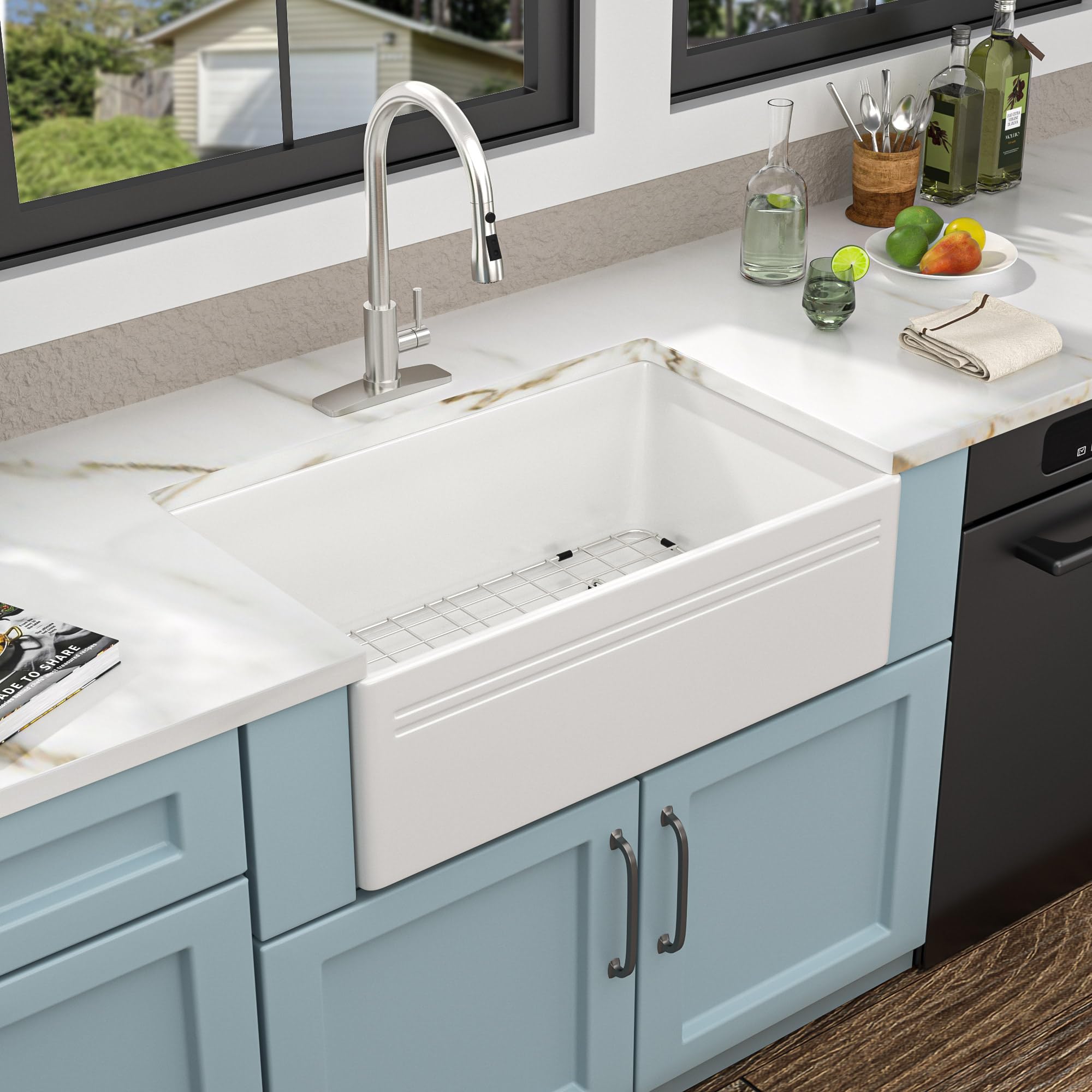 Snapklik.com : 30 White Farm Sink - 30x18 Inch Farmhouse Kitchen Sink ...