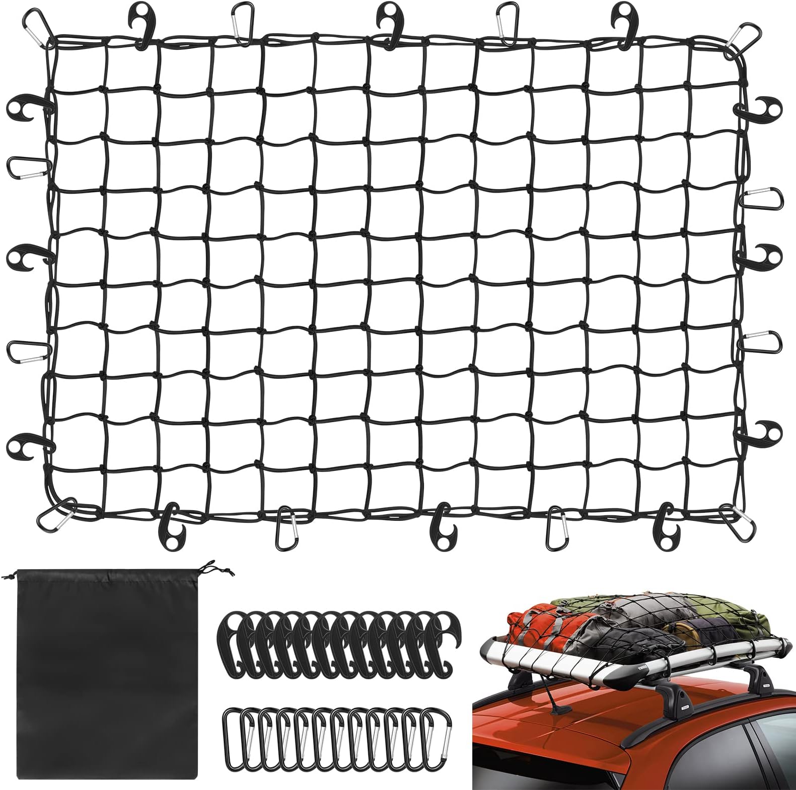 Cargo Net for Pickup Truck Bed, ANGELIOX 4'x6' Stretches to 8'x12 ...