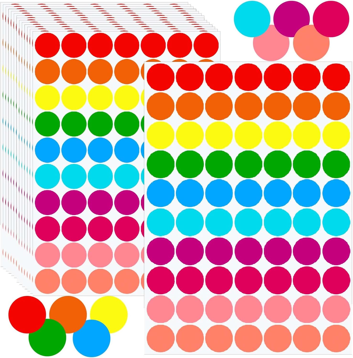 Amazon.com: 2800 PCS Color Dot Stickers Colored Circle Coding Labels,10 ...