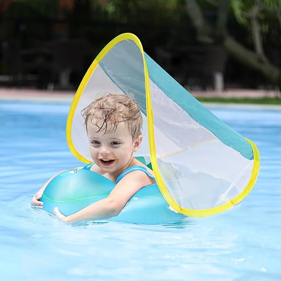 Amazon.com: Free Swimming Baby Inflatable Baby Swim Float with Sun ...