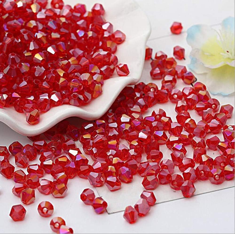 Amazon.com: XinBoWen DIY 4mm 1000Pcs Red AB Bulk Faceted Bicone Crystal ...