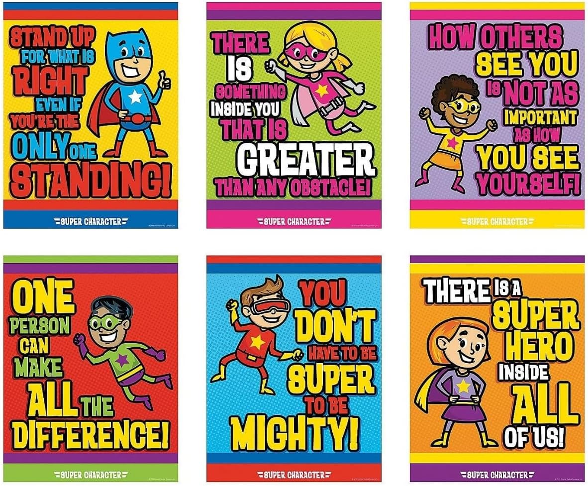 Amazon.com: Fun Express Superhero Character Poster Set - 6 Pieces ...