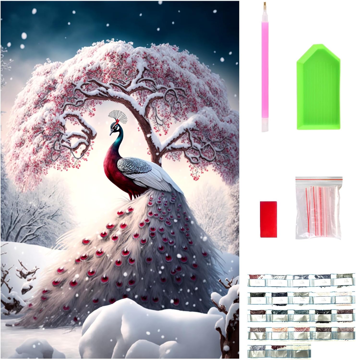 Amazon.com: NASHRIO 5D Diamond Art Kits for Adults, Winter Peacock ...